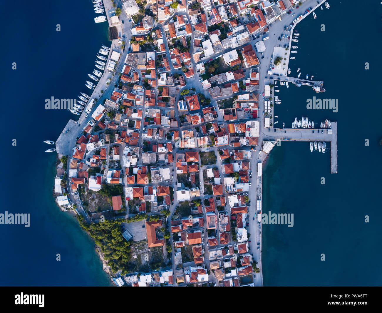 Aerial view of Ermioni harbors, Aegean sea, Greece Stock Photo - Alamy