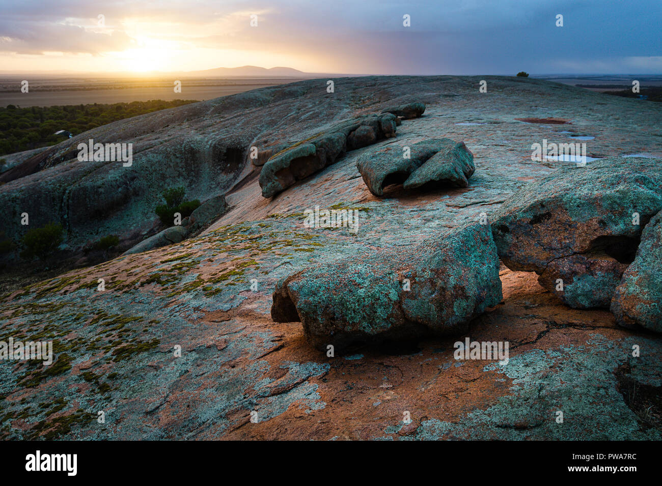 Weathered granite boulders on top of Pildappa Rock, Eyre Peninsula ...