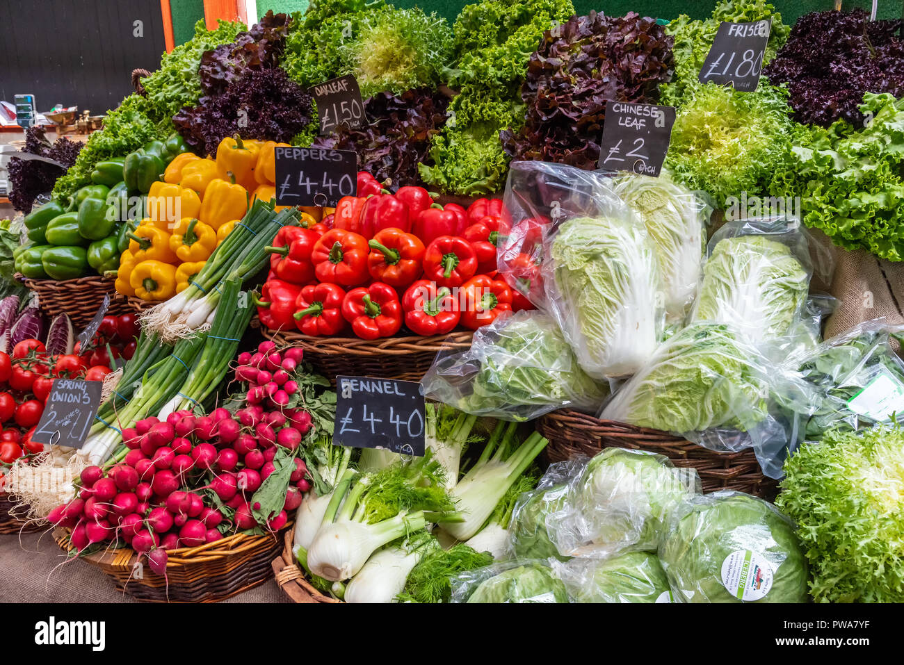 Fresh colorful vegetables for sale at a market in London Stock Photo ...