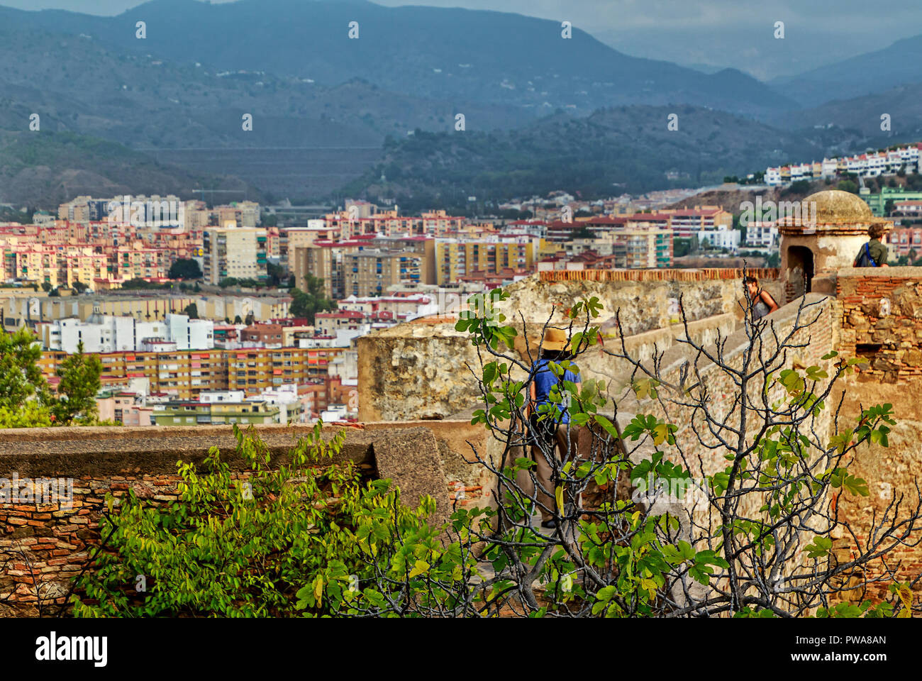 Castillo de gibralfaro with view about the town hi-res stock ...