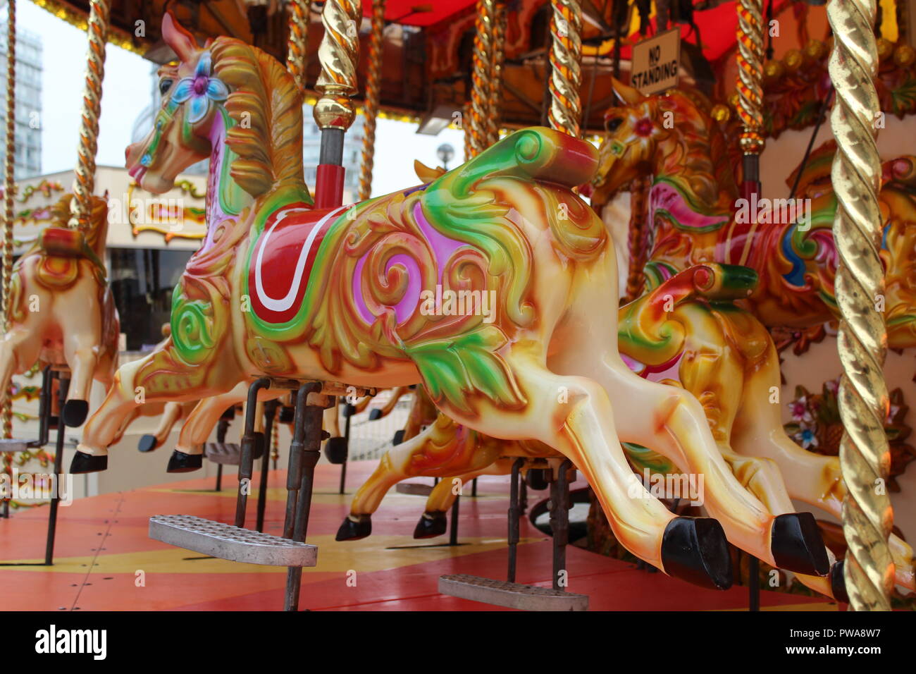 Beautiful carousel horses on the Victorian carousel at Albert Dock ...