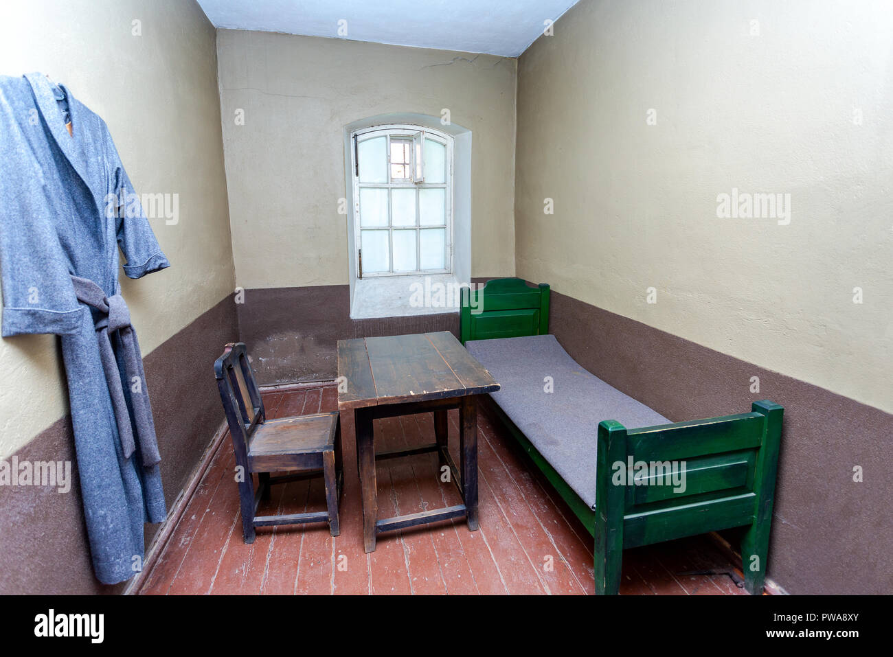 Shlisselburg, Russia - August 8, 2018: Single cell in the Old prison at ...