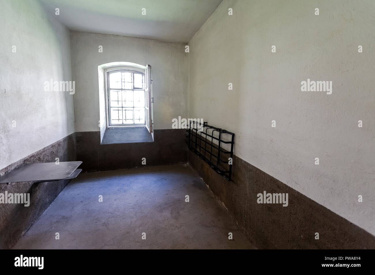 Shlisselburg, Russia - August 8, 2018: Single cell in the Old prison at ...