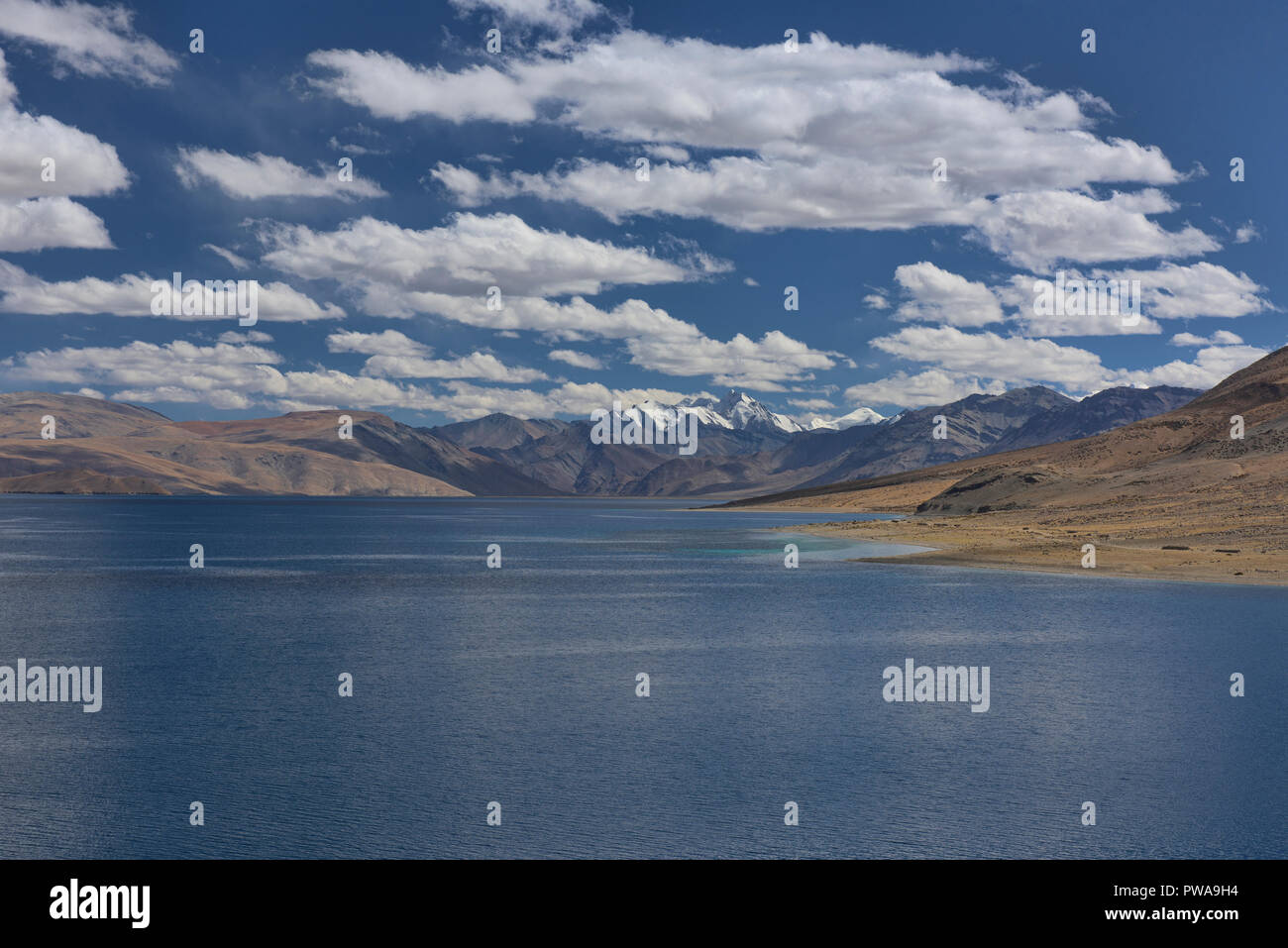 Tso Moriri Lake with peaks of Spiti behind, Ladakh, India Stock Photo ...