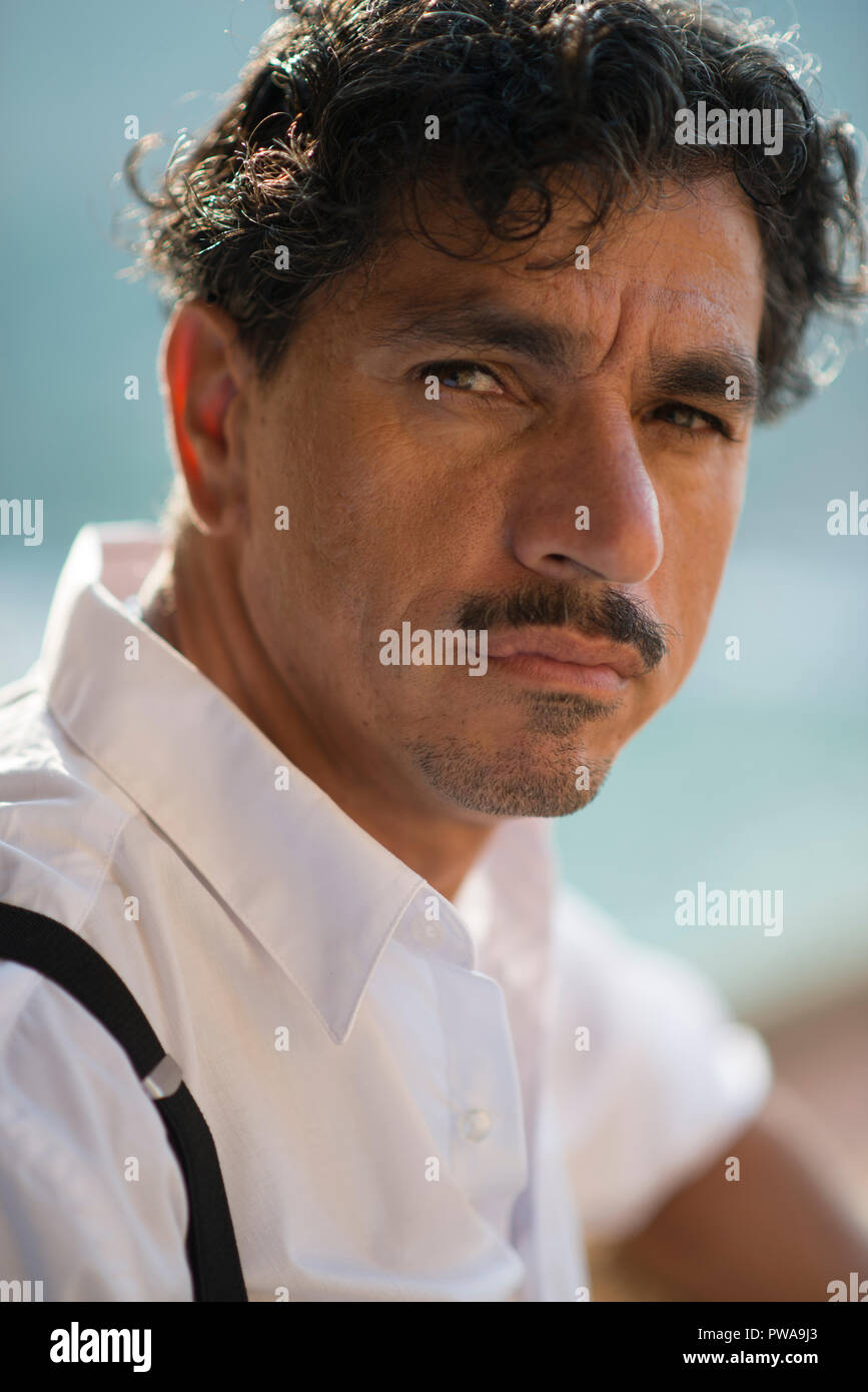 Portrait of a man with an interesting face typical of southern Italy ...