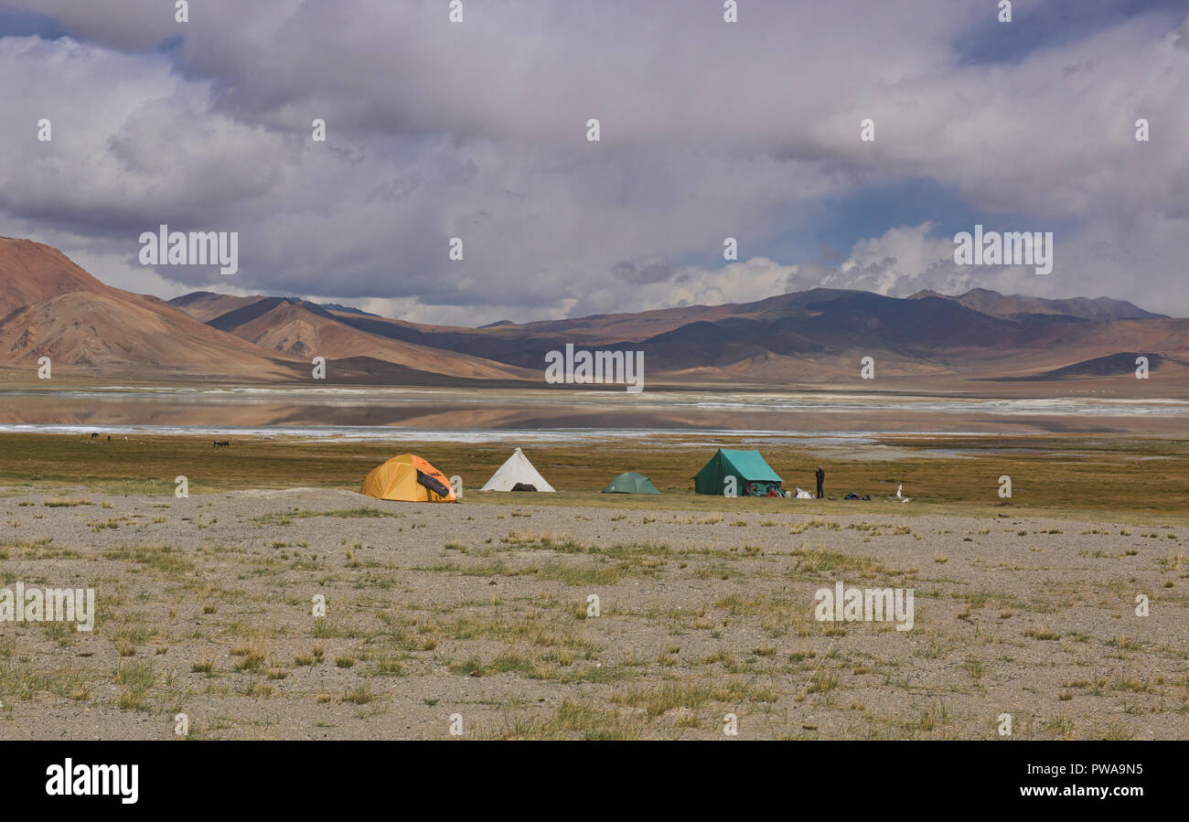Camp over Tso Kar Lake, Ladakh, India Stock Photo - Alamy
