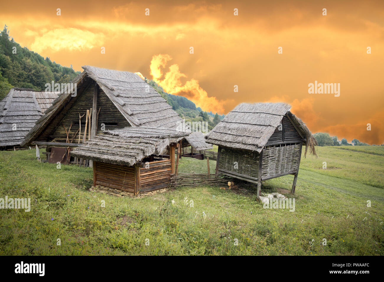 traditional wooden huts Stock Photo - Alamy