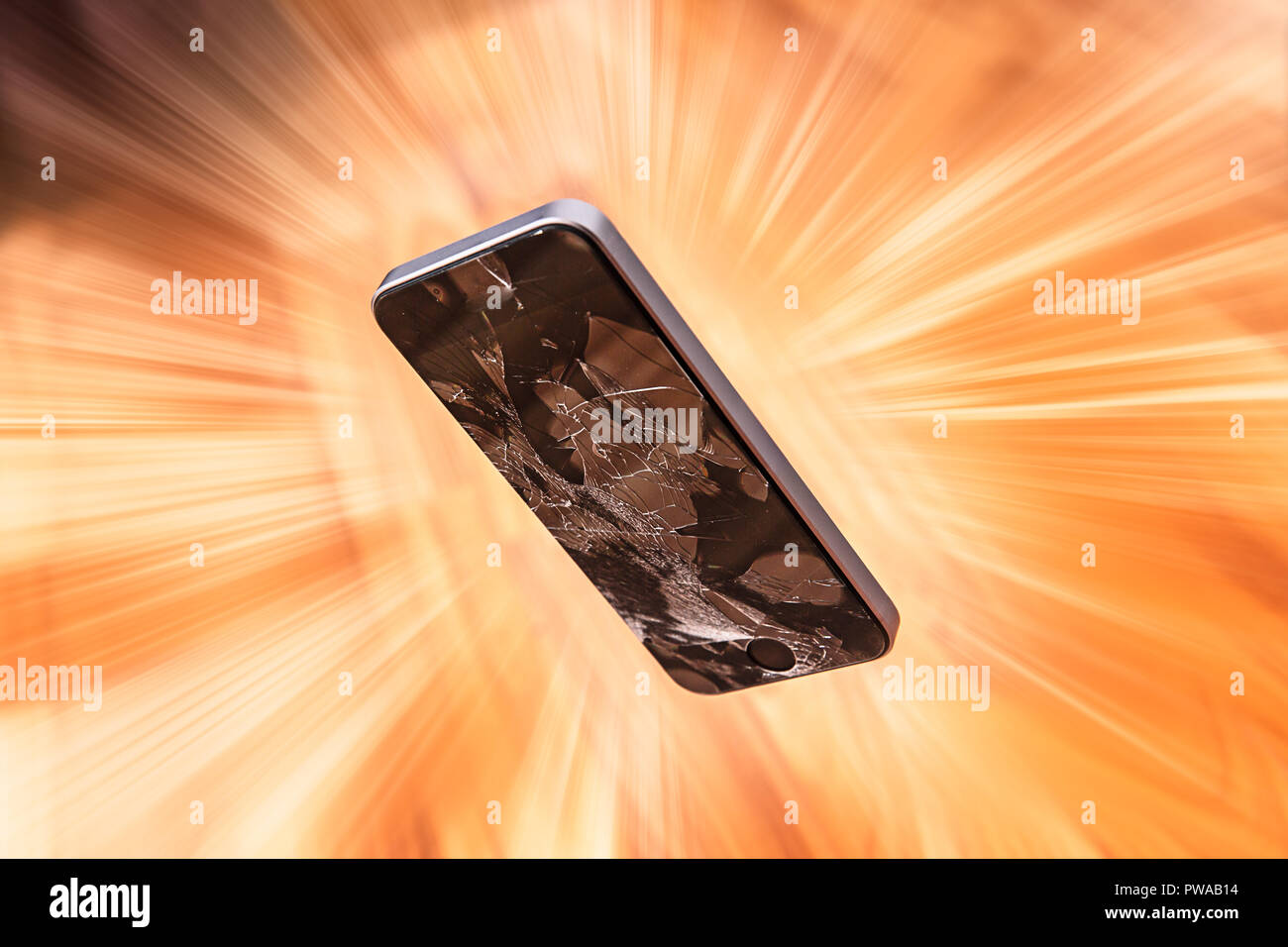 accident smartphone drop glass screen broken concept Stock Photo - Alamy