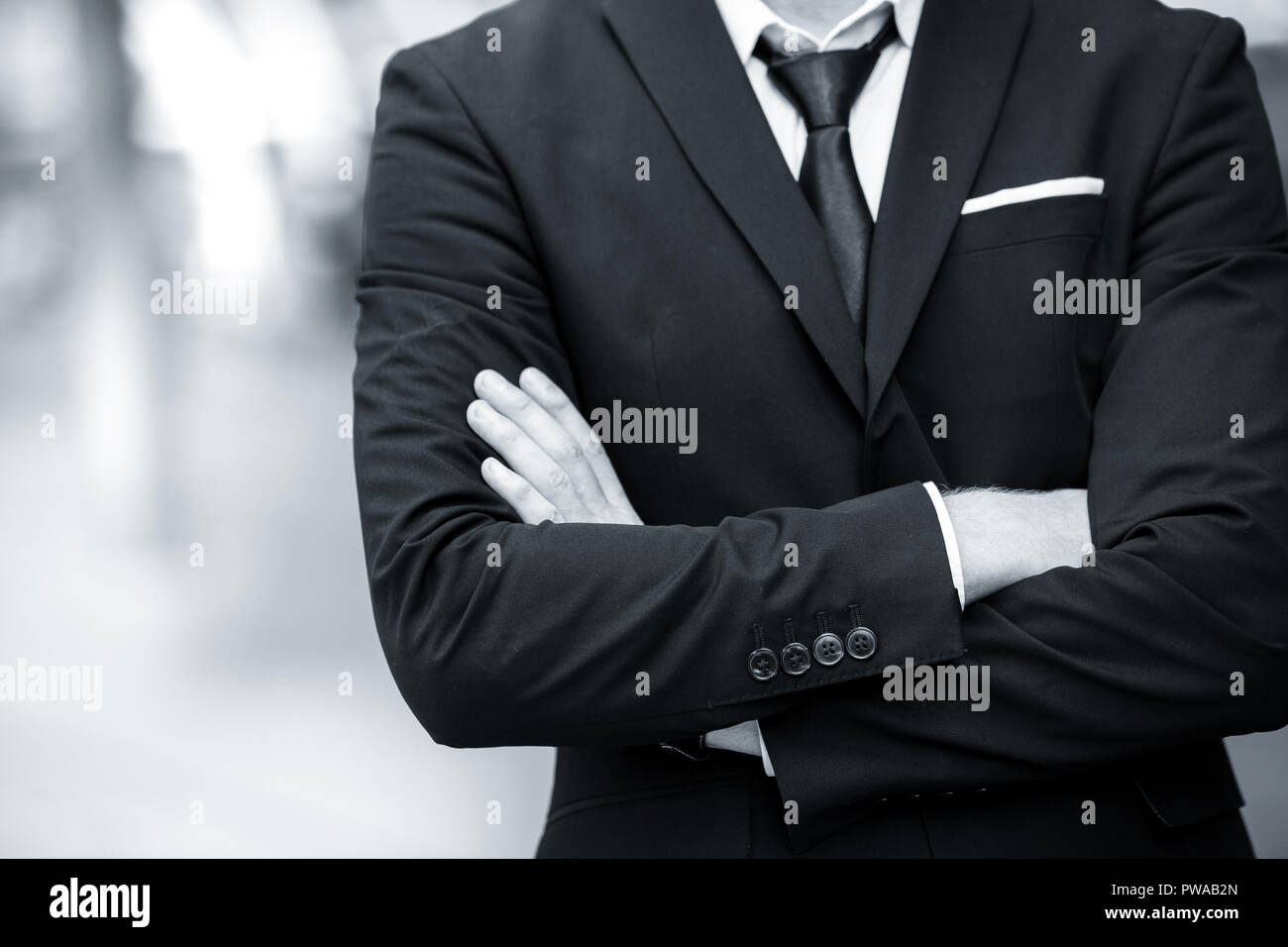 Gentleman business man cross arm vintage black and white monotone Stock ...