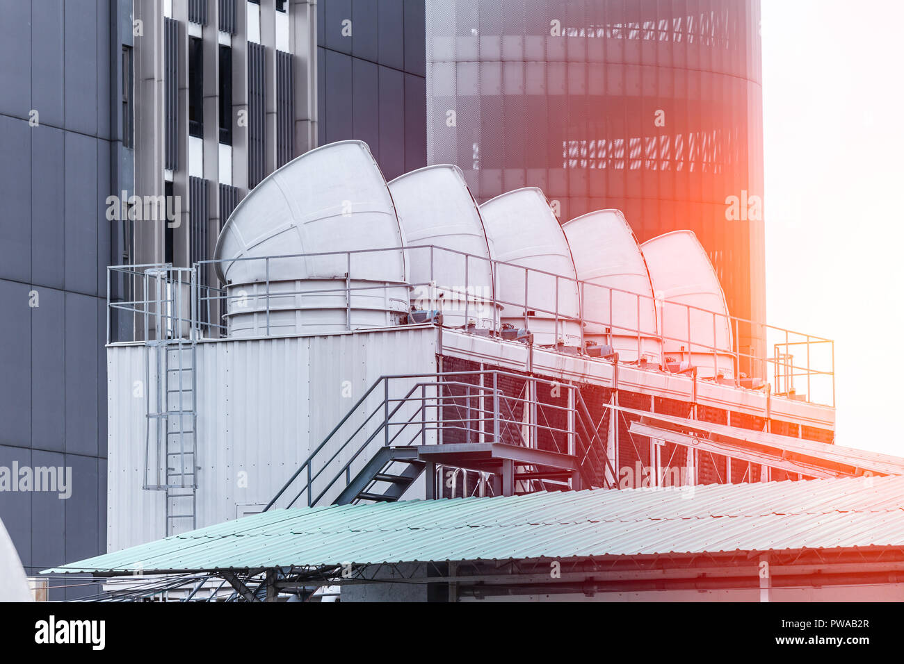 Water cooling tower air chiller HVAC of large industrial building air ...