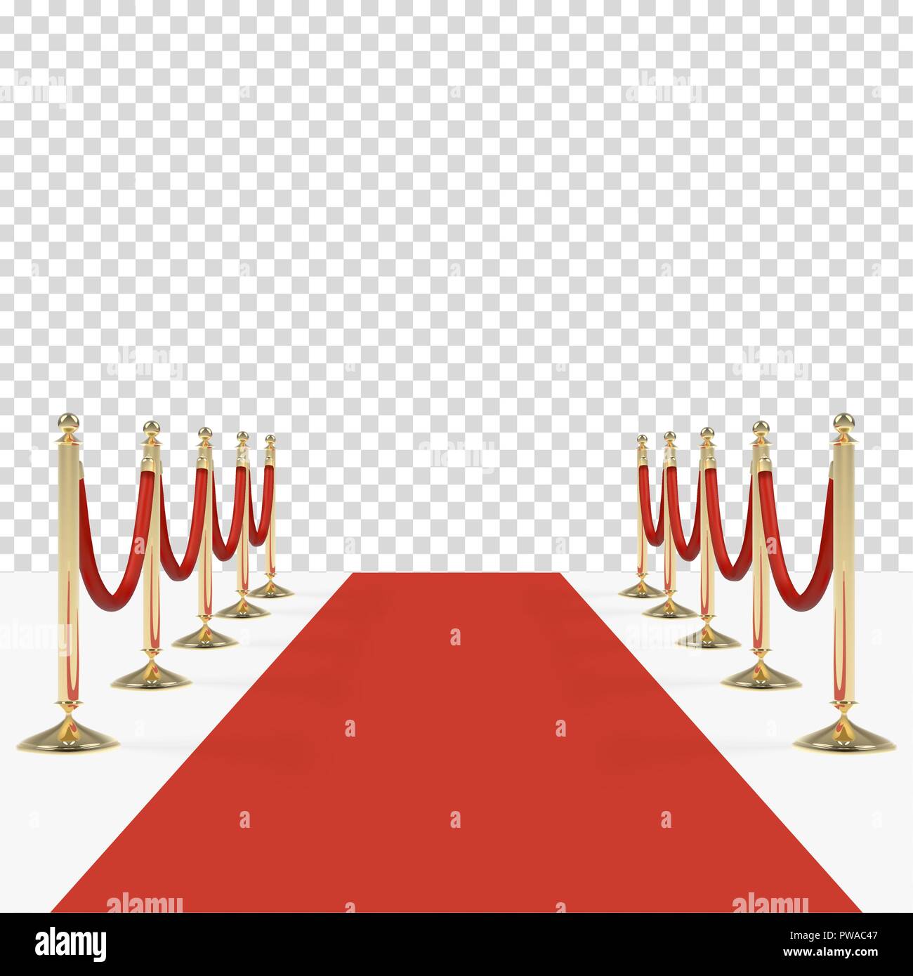 Red carpet with red ropes on golden stanchions. Exclusive event, movie ...
