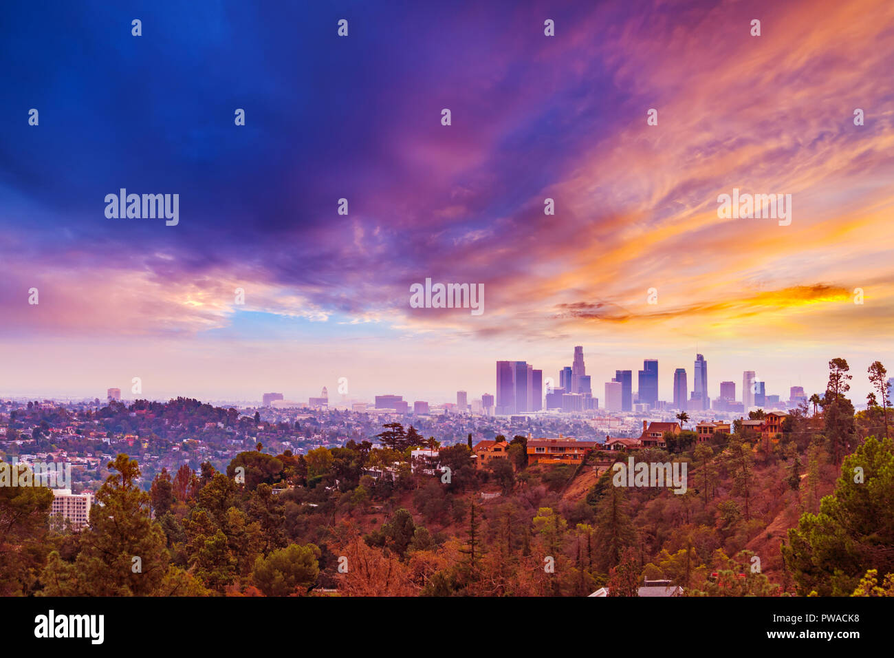 Pink sunset over Los Angeles, California Stock Photo - Alamy