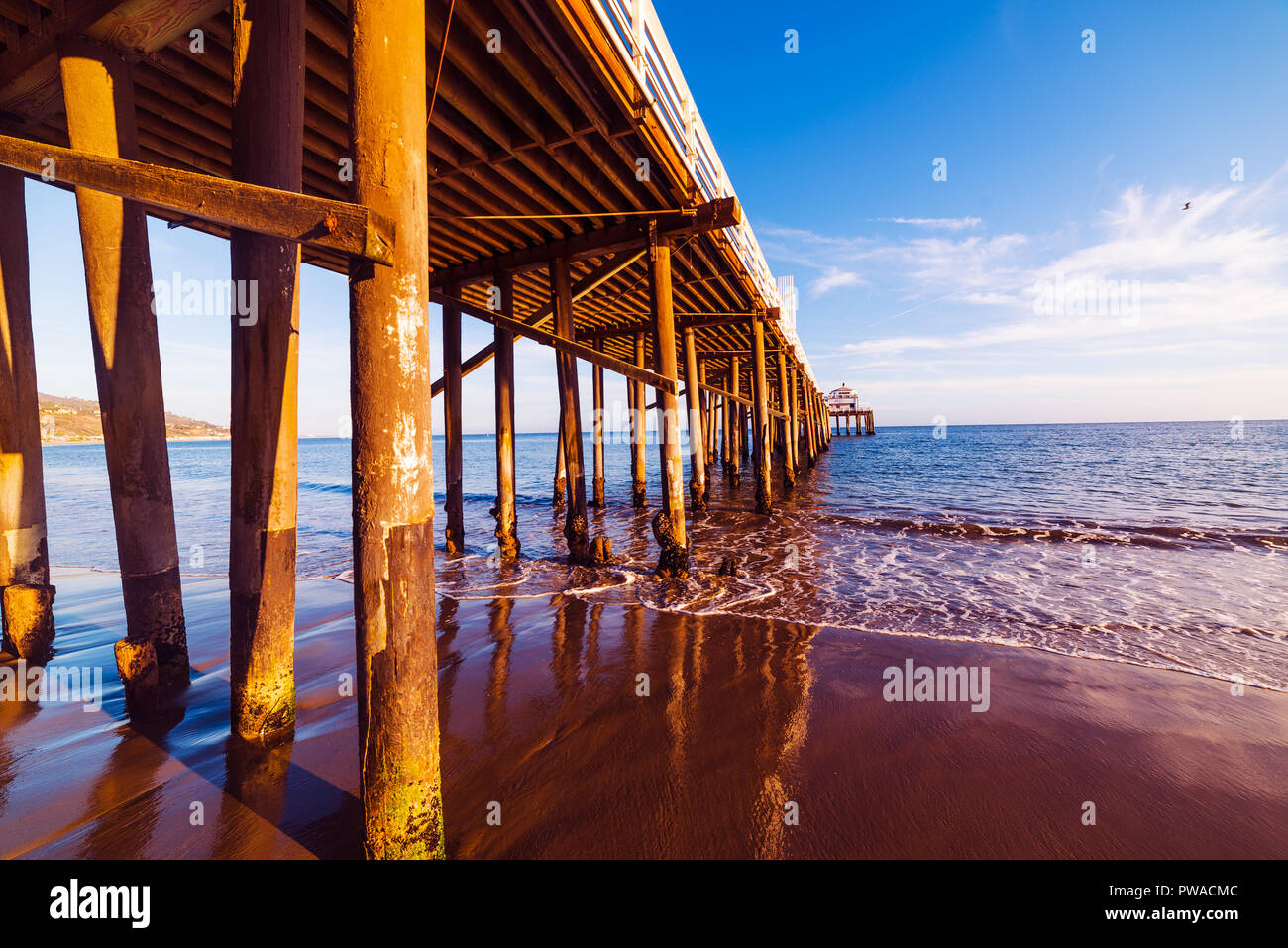 Colorful sunset in Malibu beach. Los Angeles, California Stock Photo ...