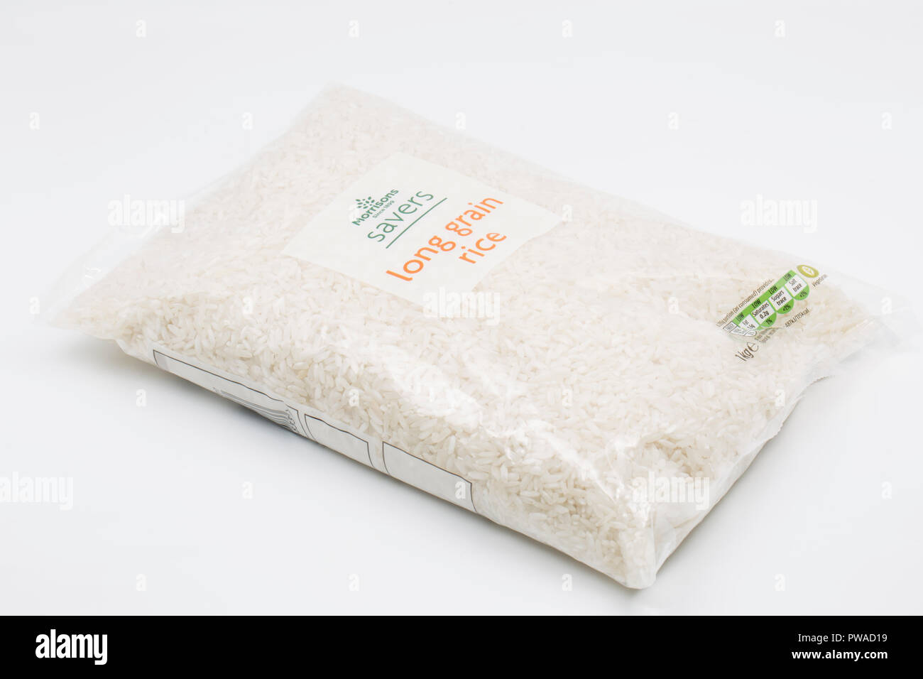 A bag of Morrisons Savers long grain rice. Dorset England UK GB Stock ...
