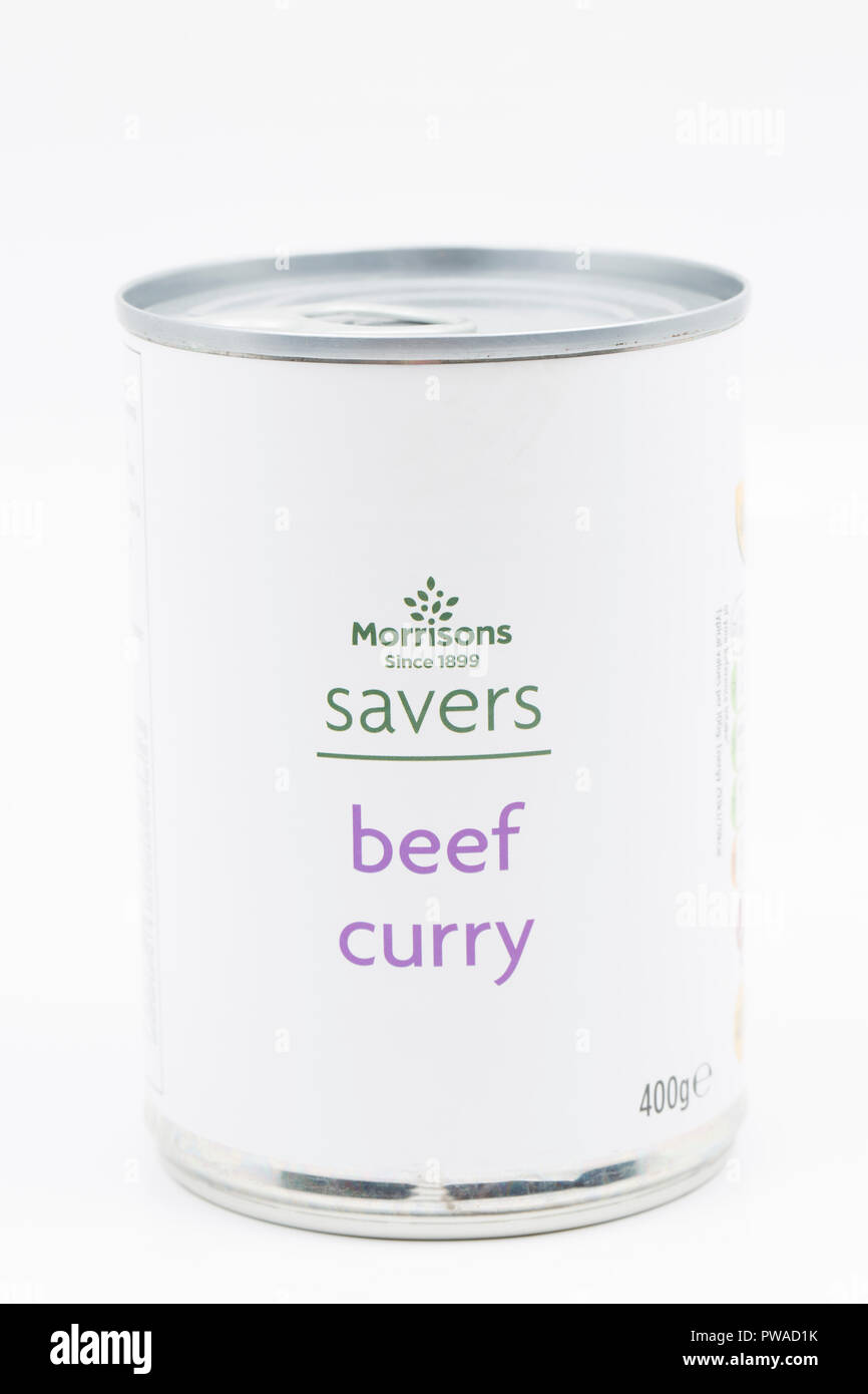 A tin of Morrisons Savers Beef Curry. Dorset England UK GB Stock Photo ...