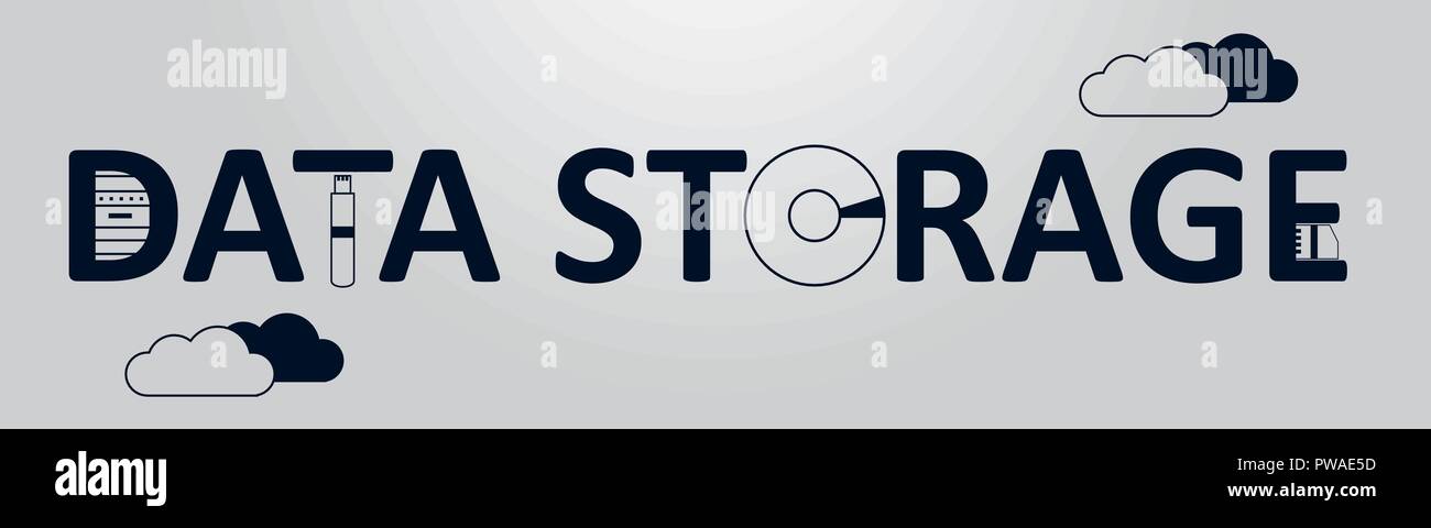Data Storage Word Text Illustration. Data Storage Network Flat Vector ...