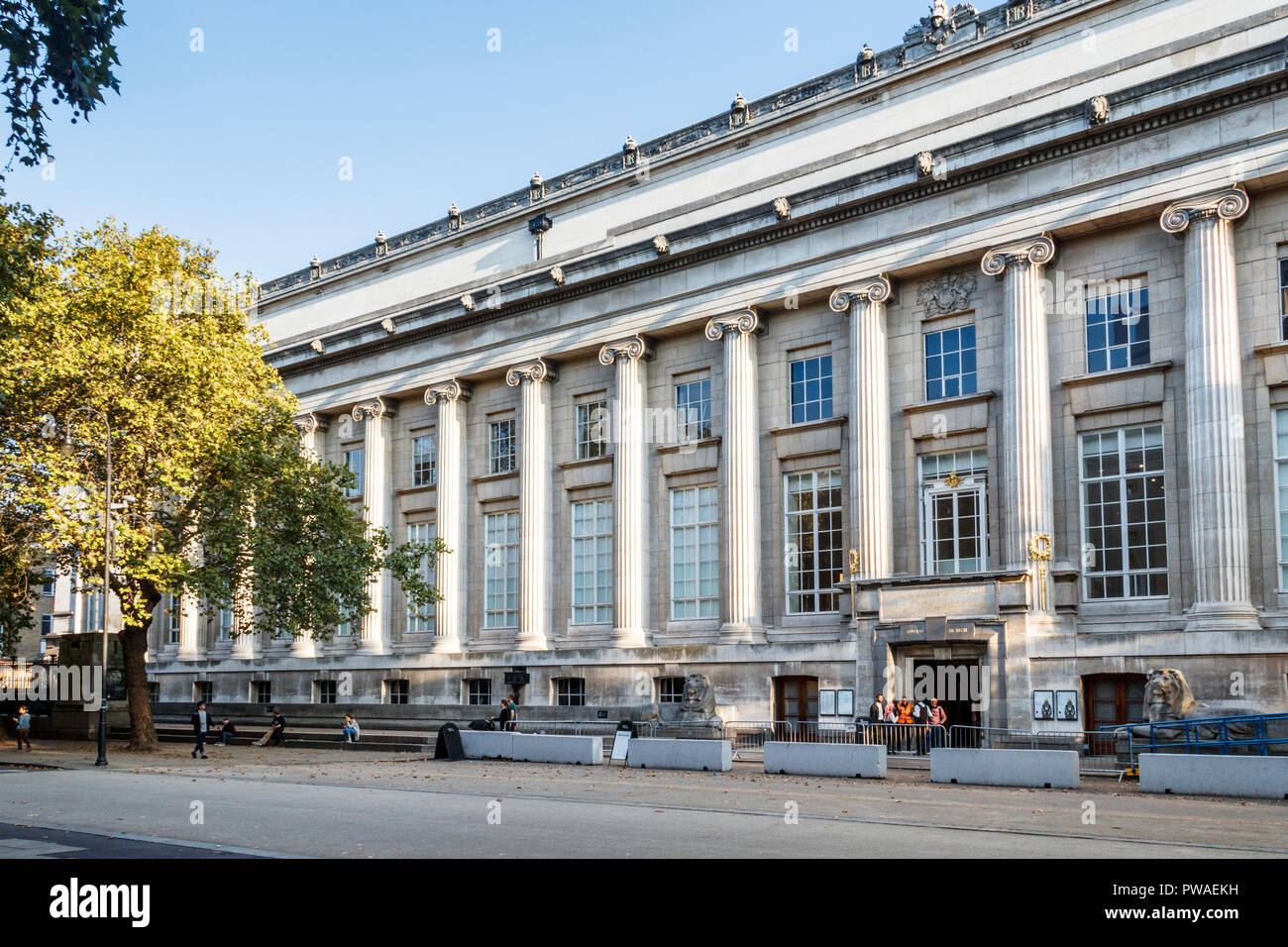 The rear entrance of the British Museum on Montague Place, London, UK ...