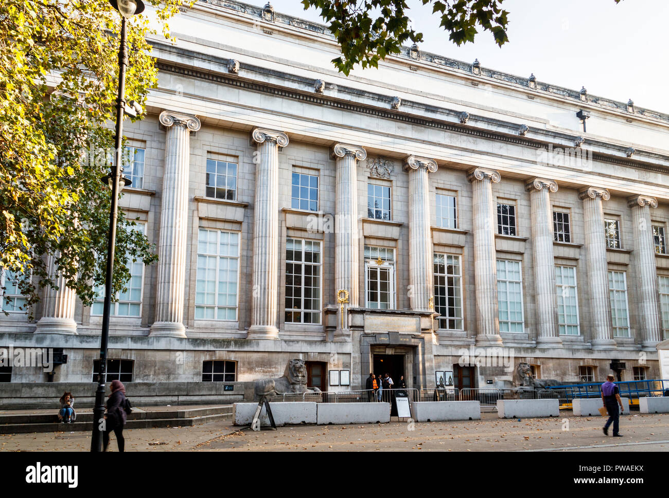 The rear entrance of the British Museum on Montague Place, London, UK ...