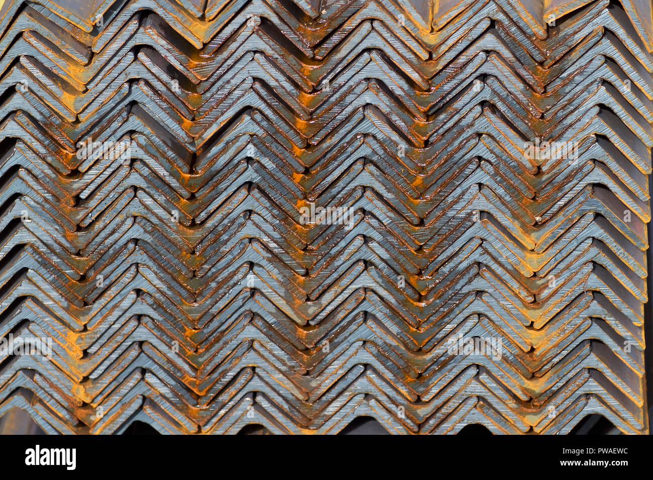 Metal profile angle in packs at the warehouse of metal products Stock ...