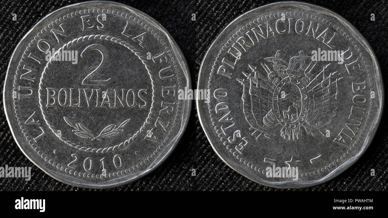 2 bolivianos coin, Bolivia, 2010 Stock Photo - Alamy