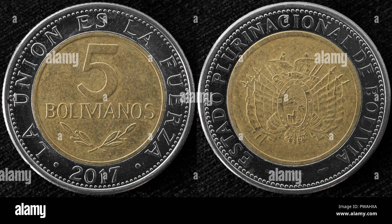 5 bolivianos coin, Bolivia, 2017 Stock Photo - Alamy