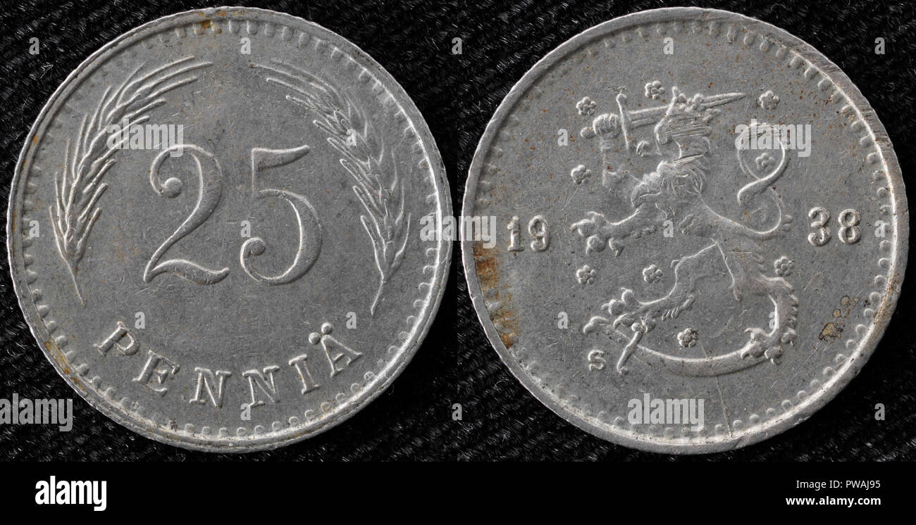 25 pennia coin, Finland, 1938 Stock Photo - Alamy