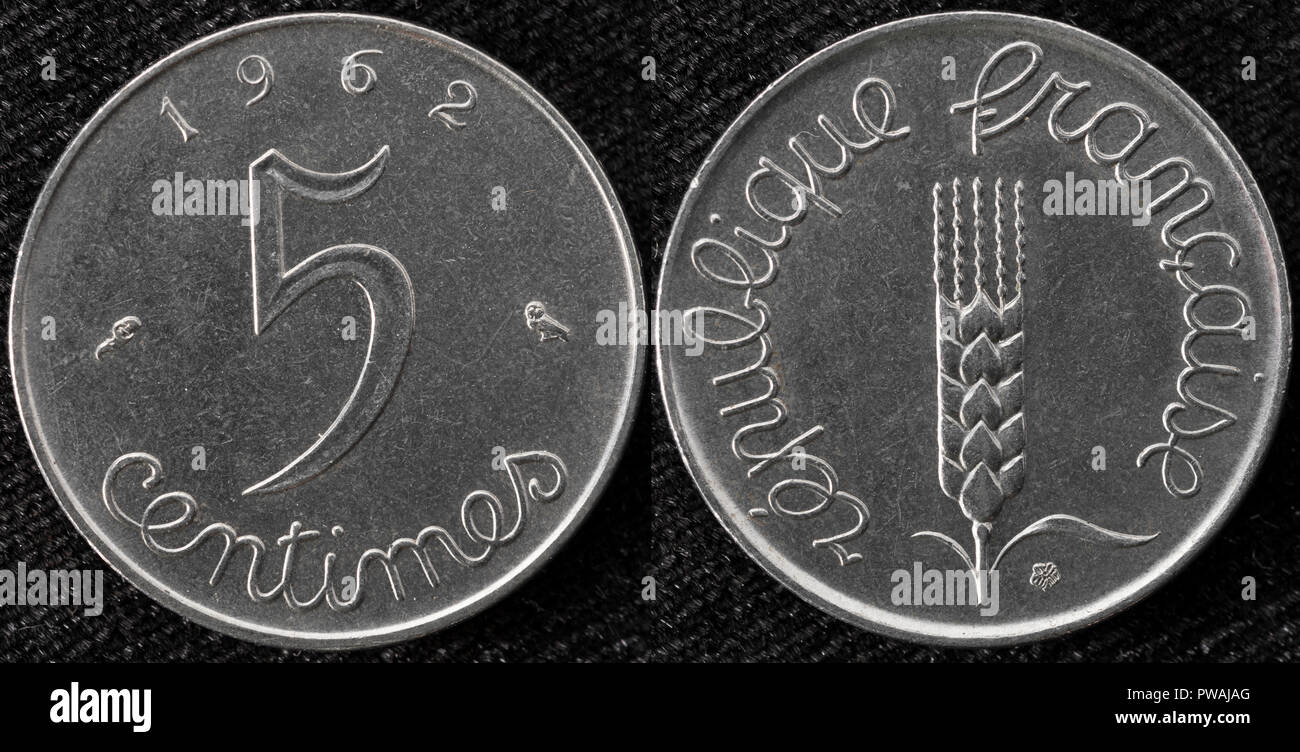 5 centimes coin, France, 1962 Stock Photo - Alamy