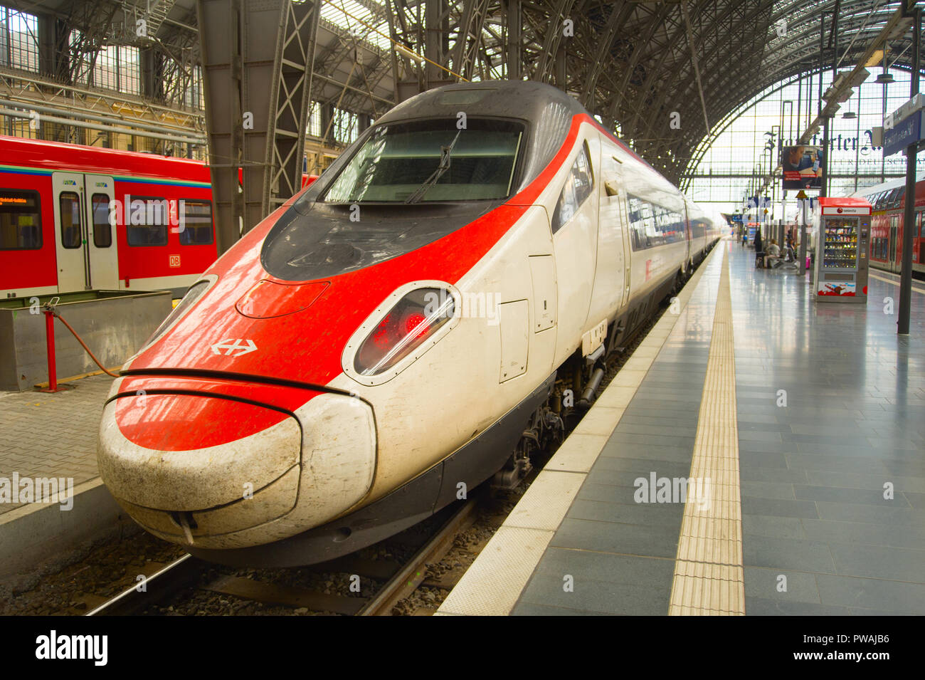 FRANKFURT, GERMANY - AUGUST 2, 2018: Modern fast train at Frankfurt ...