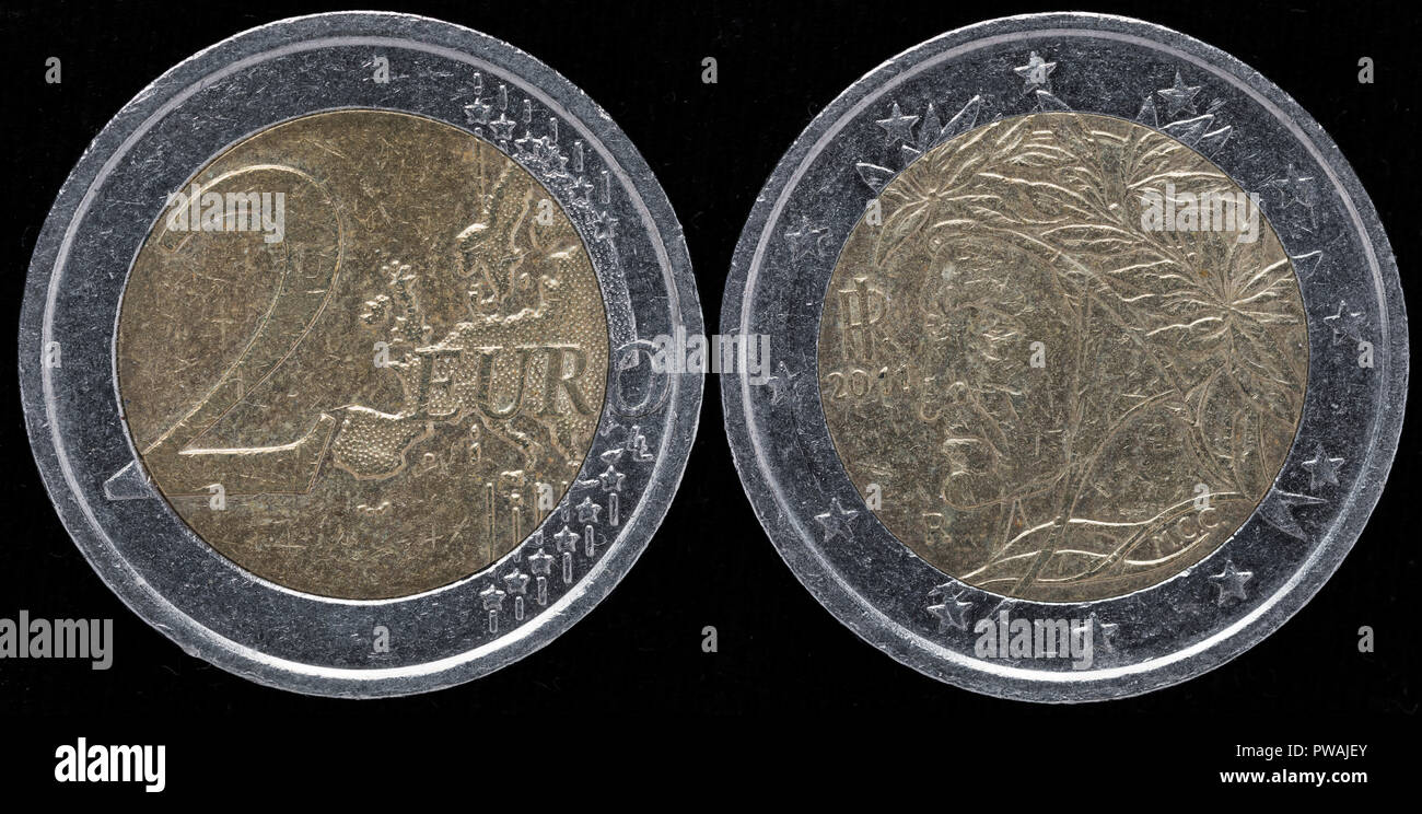 2 Euro coin, Italy, 2011 Stock Photo - Alamy