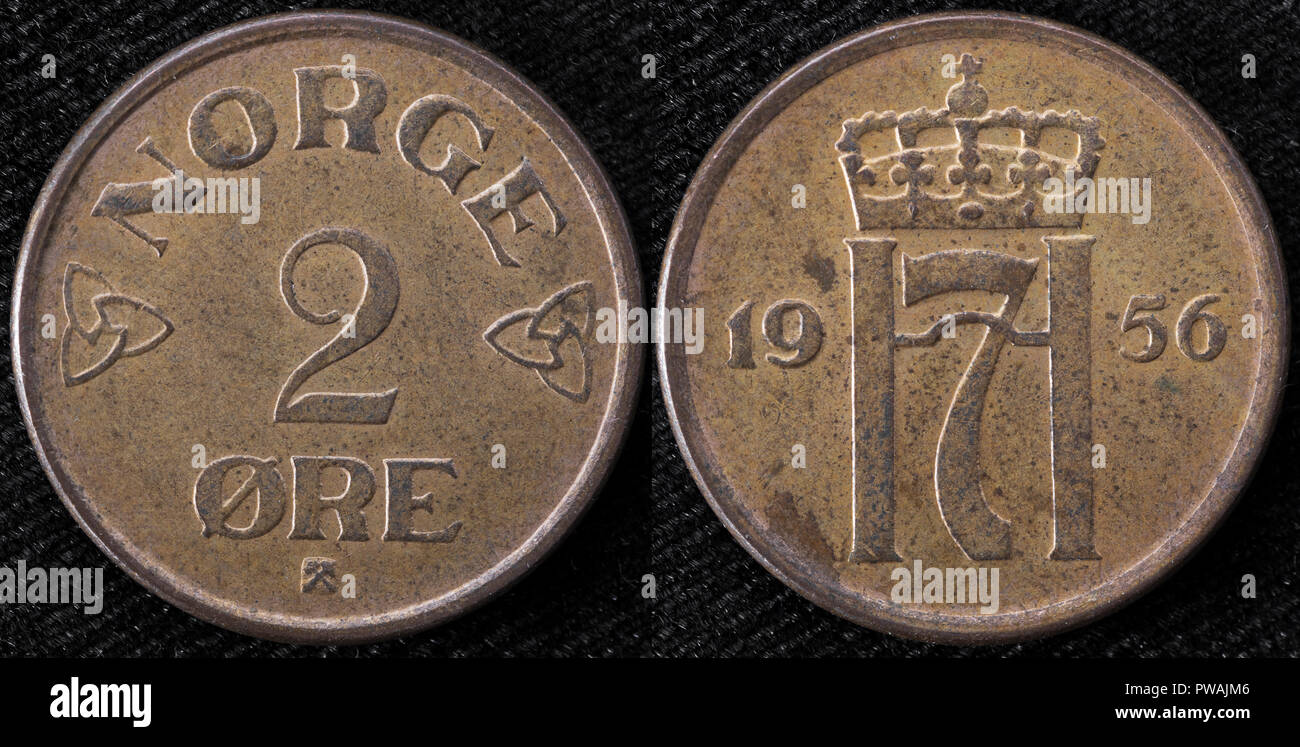 2 ore coin, Norway, 1956 Stock Photo - Alamy