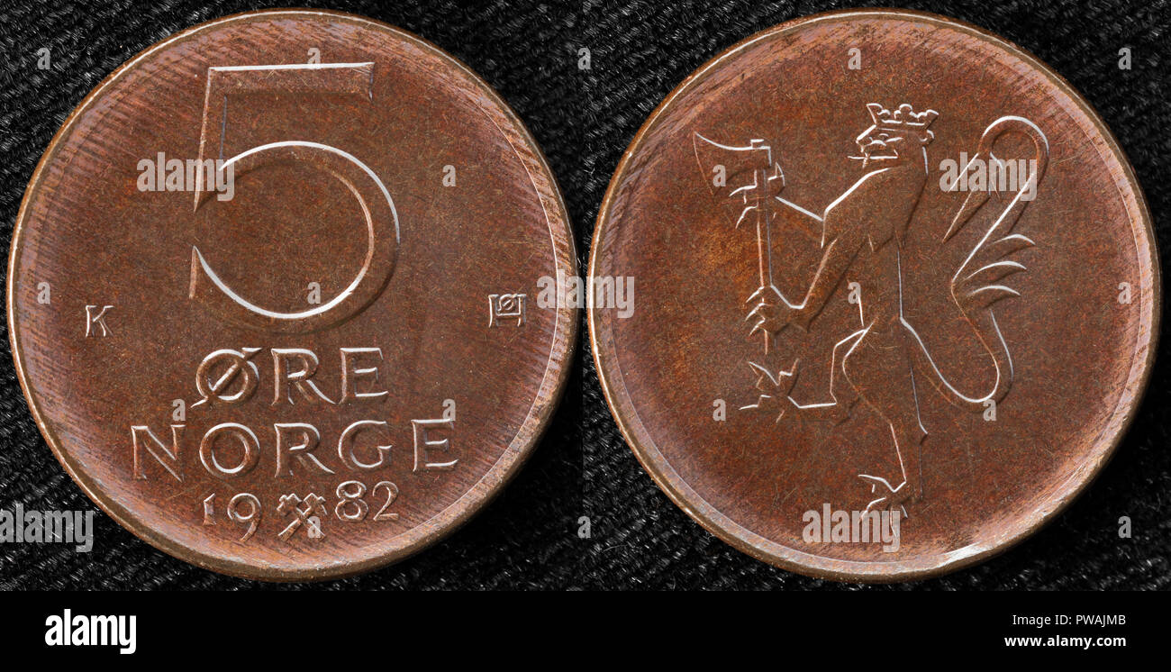 5 ore coin, Norway, 1982 Stock Photo - Alamy