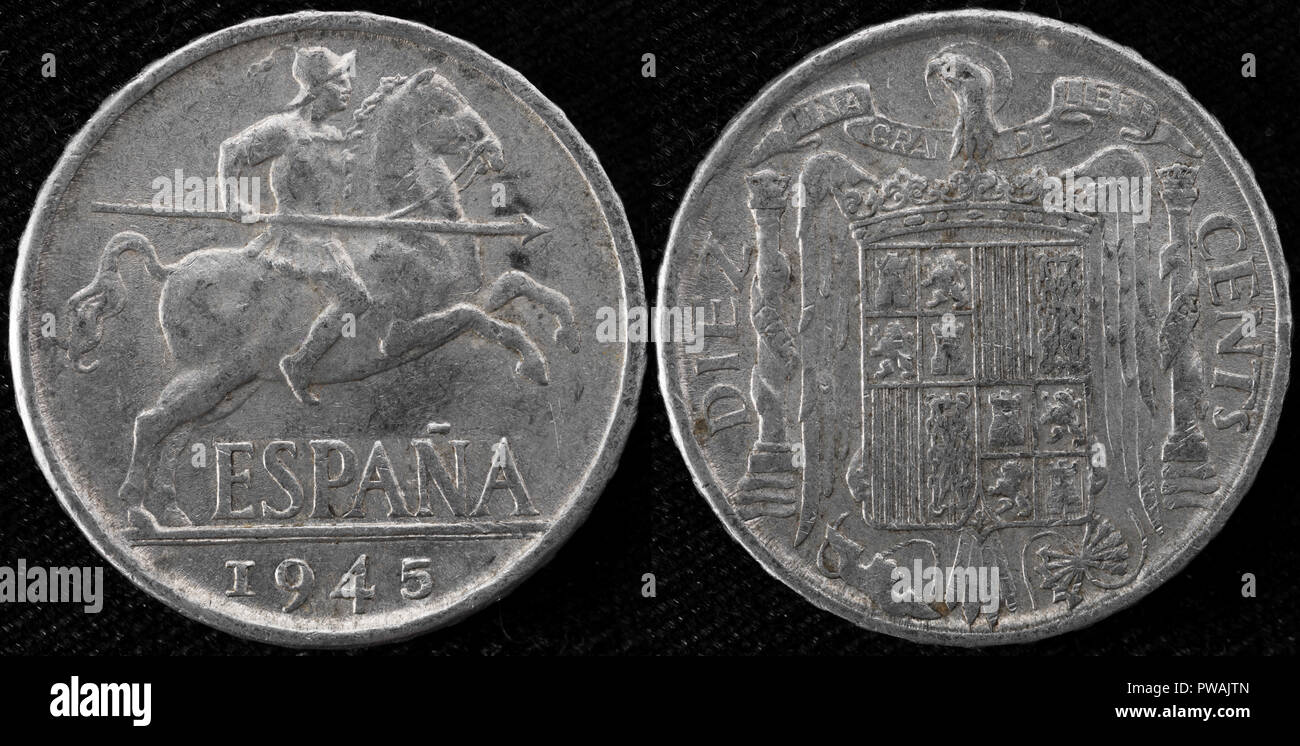 10 centimos coin, Spain, 1945 Stock Photo - Alamy