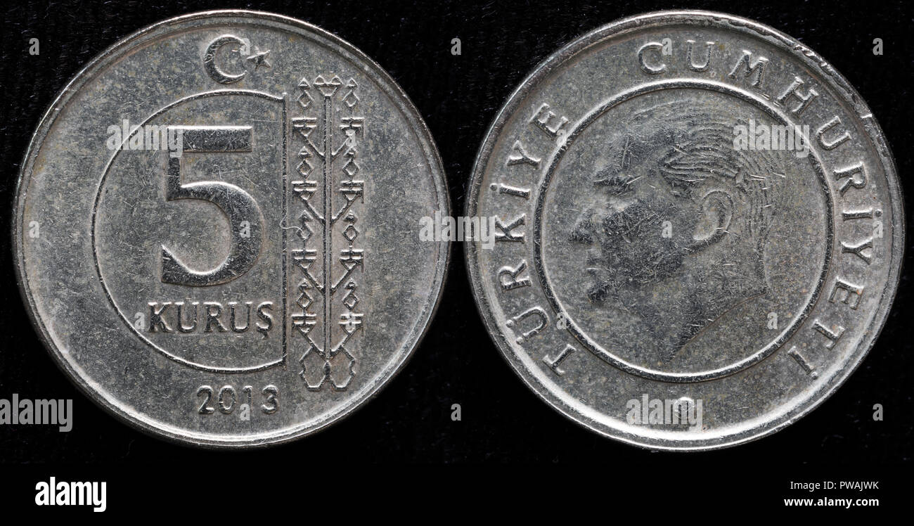 5 kurus coin, Turkey, 2013 Stock Photo - Alamy