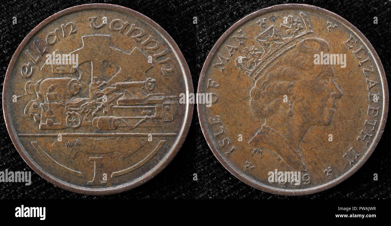 1 penny coin, Isle of Man, 1989 Stock Photo - Alamy