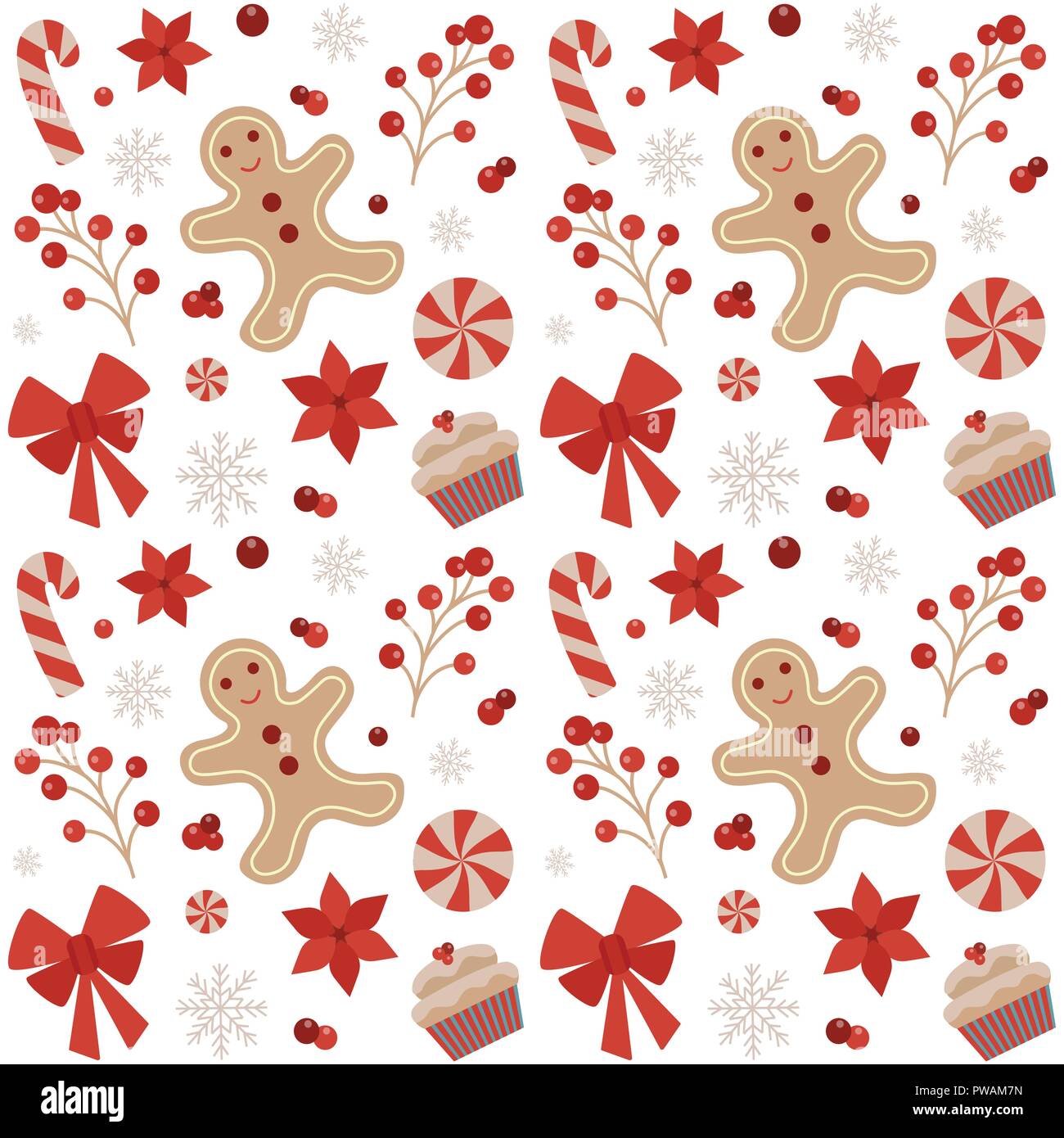 Christmas Seamless Pattern with Gingerbread Man Stock Vector Image ...