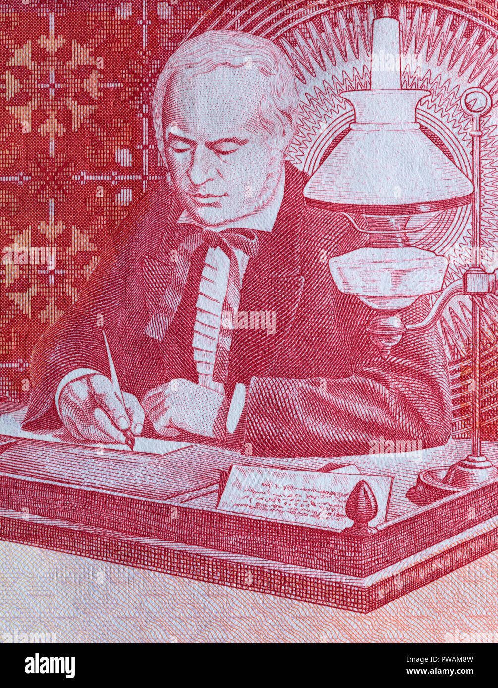 Portrait of Jon Sigurdsson from 500 kronur banknote, Iceland, 2001 ...