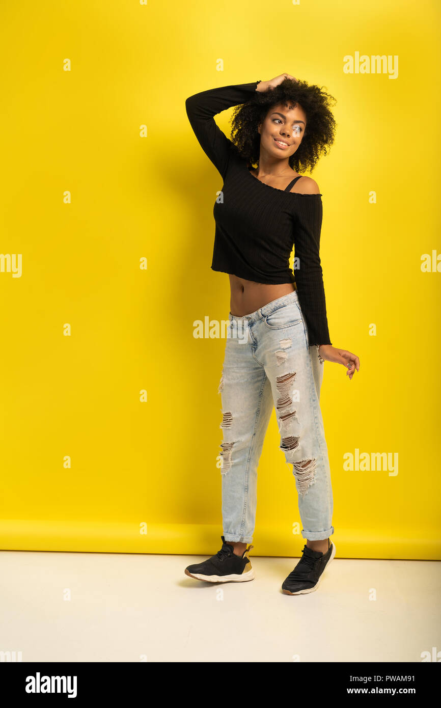 Beautiful african american female model posing in studio Stock Photo ...