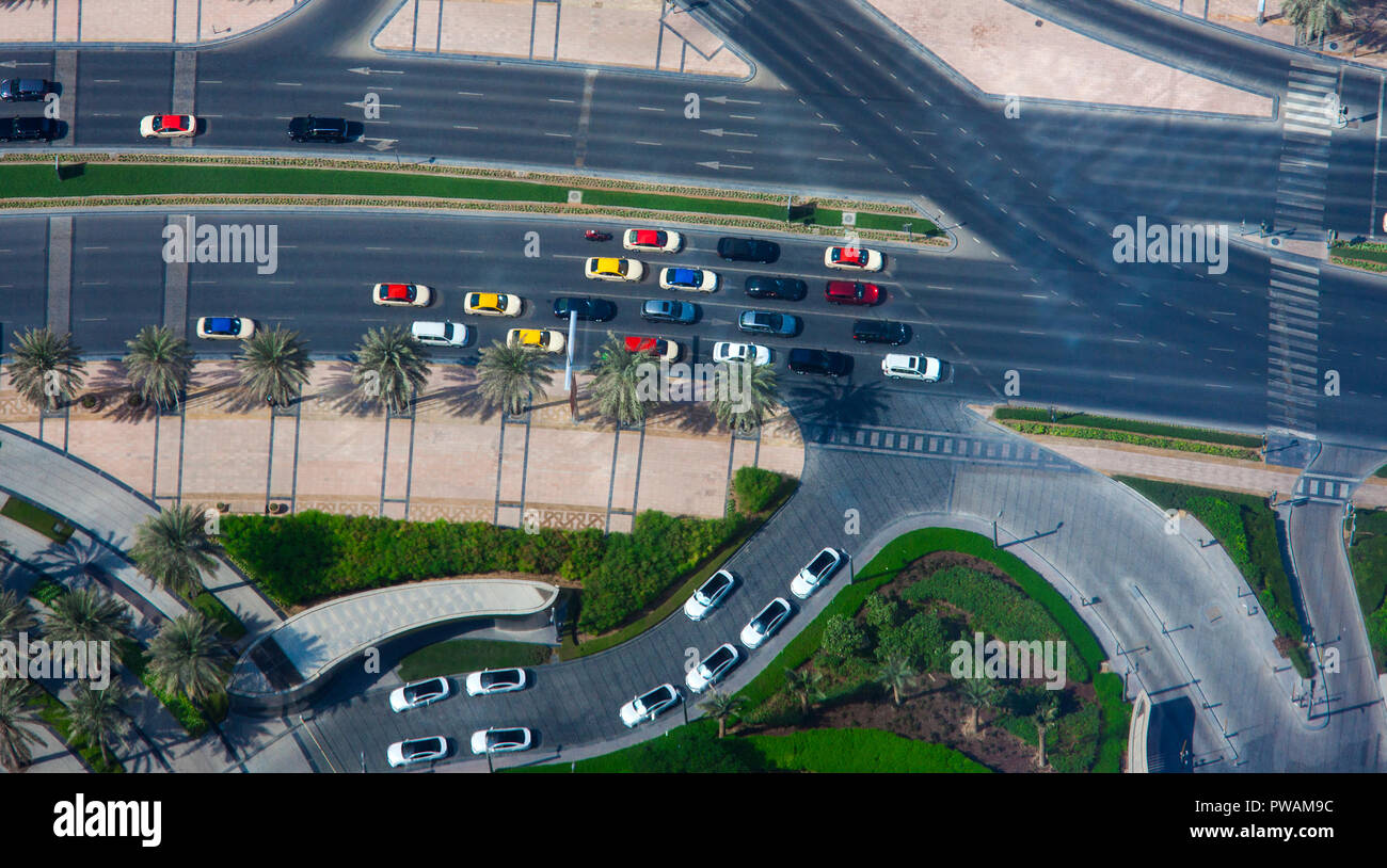 aerial view of intersection with car traffic in the city Stock Photo ...