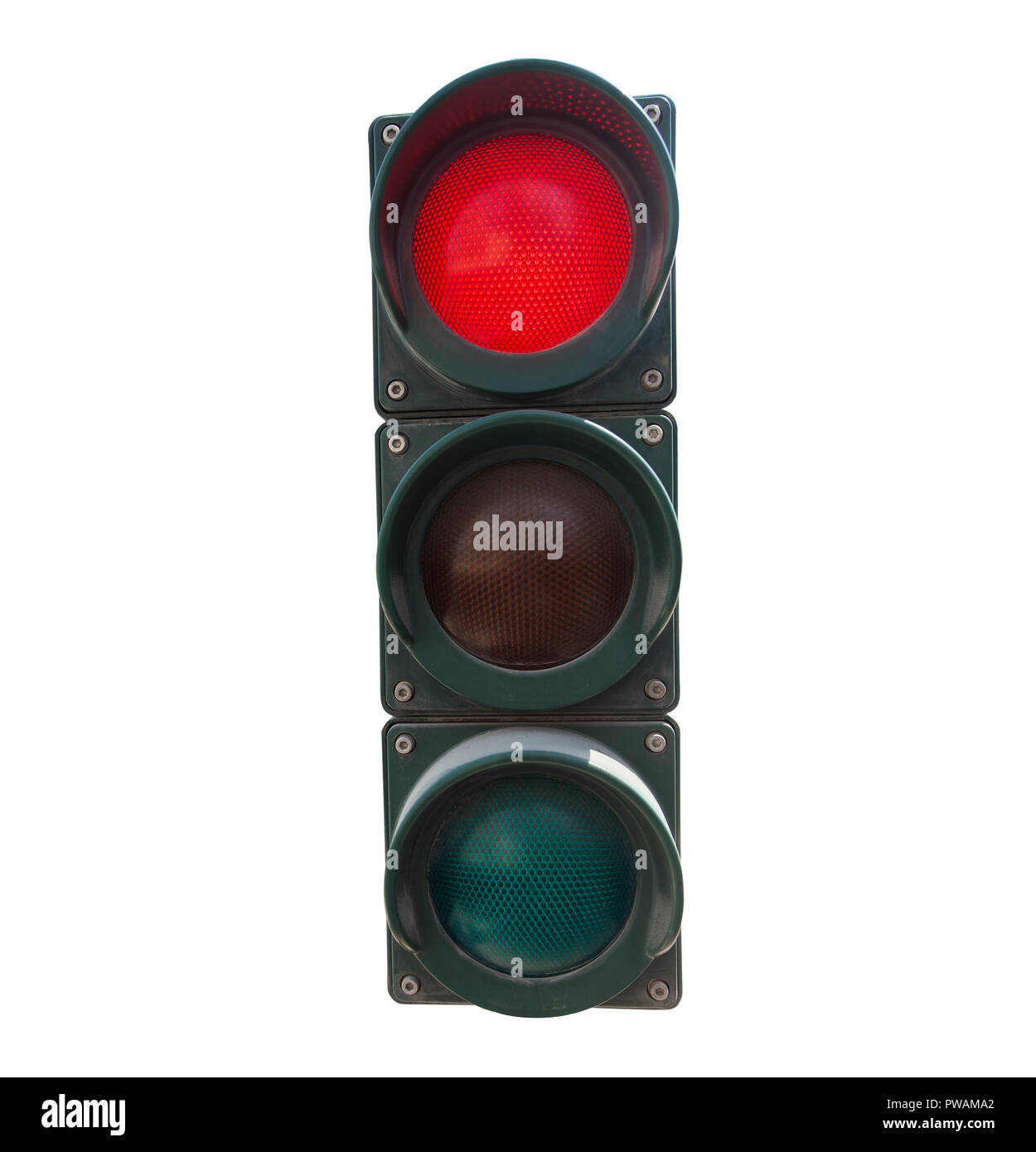 traffic light on red color isolated on white background Stock Photo - Alamy