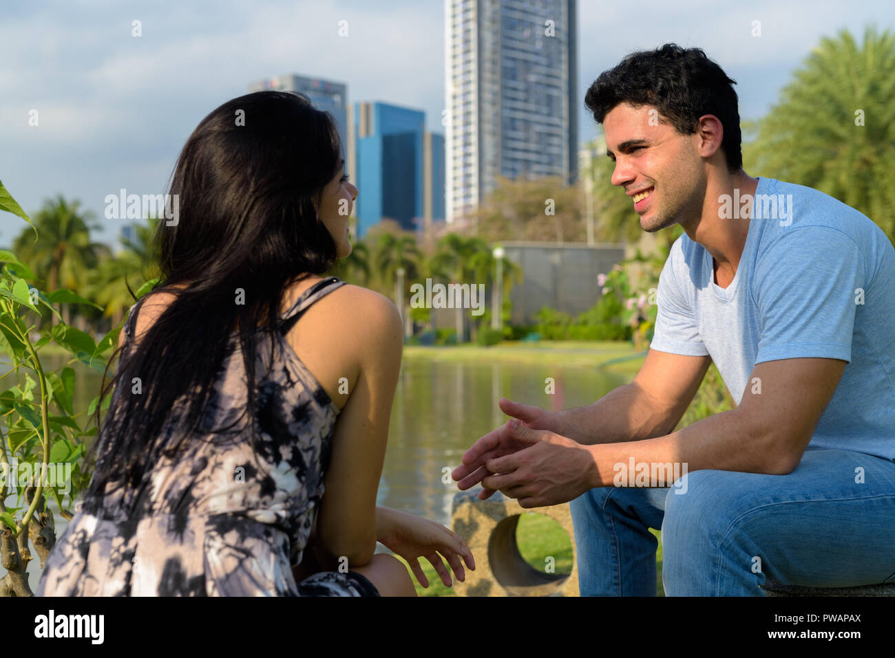 Couple talking together scenic view hi-res stock photography and images ...