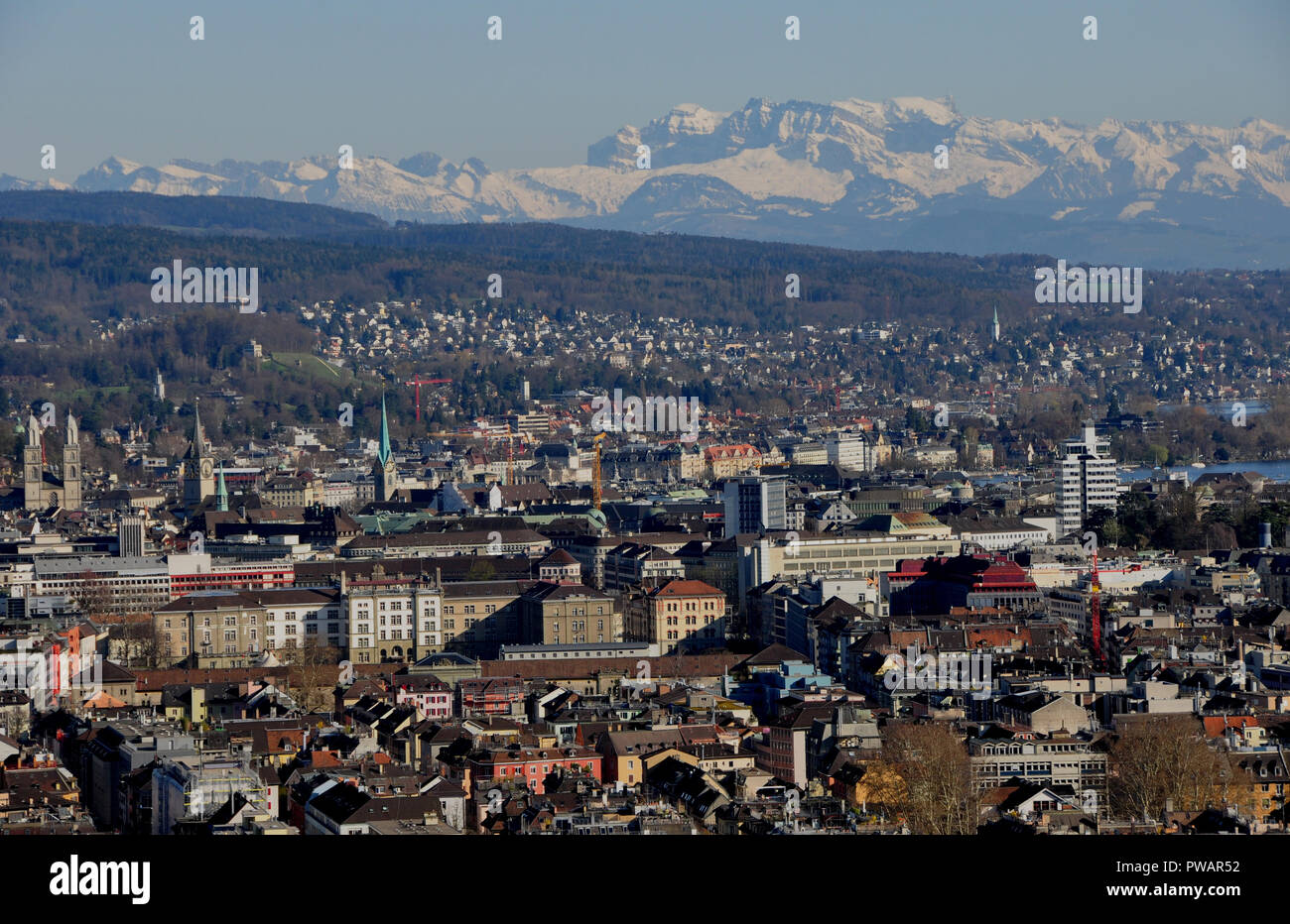 Switzerland: Panoramic view of Zürich-City from Switzerlands highest ...