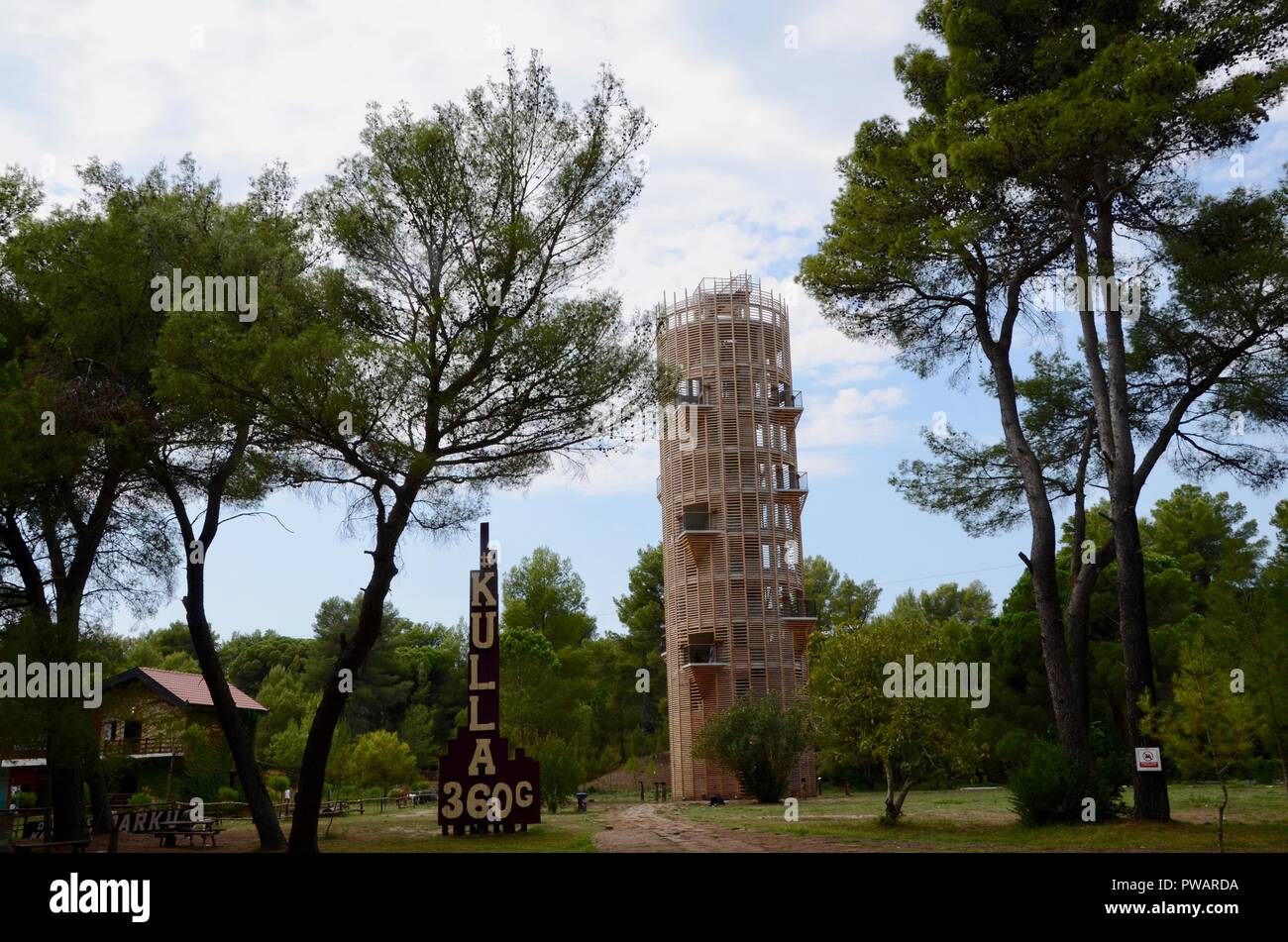 the kulla 360 wooden observation tower at the divjake national park ...