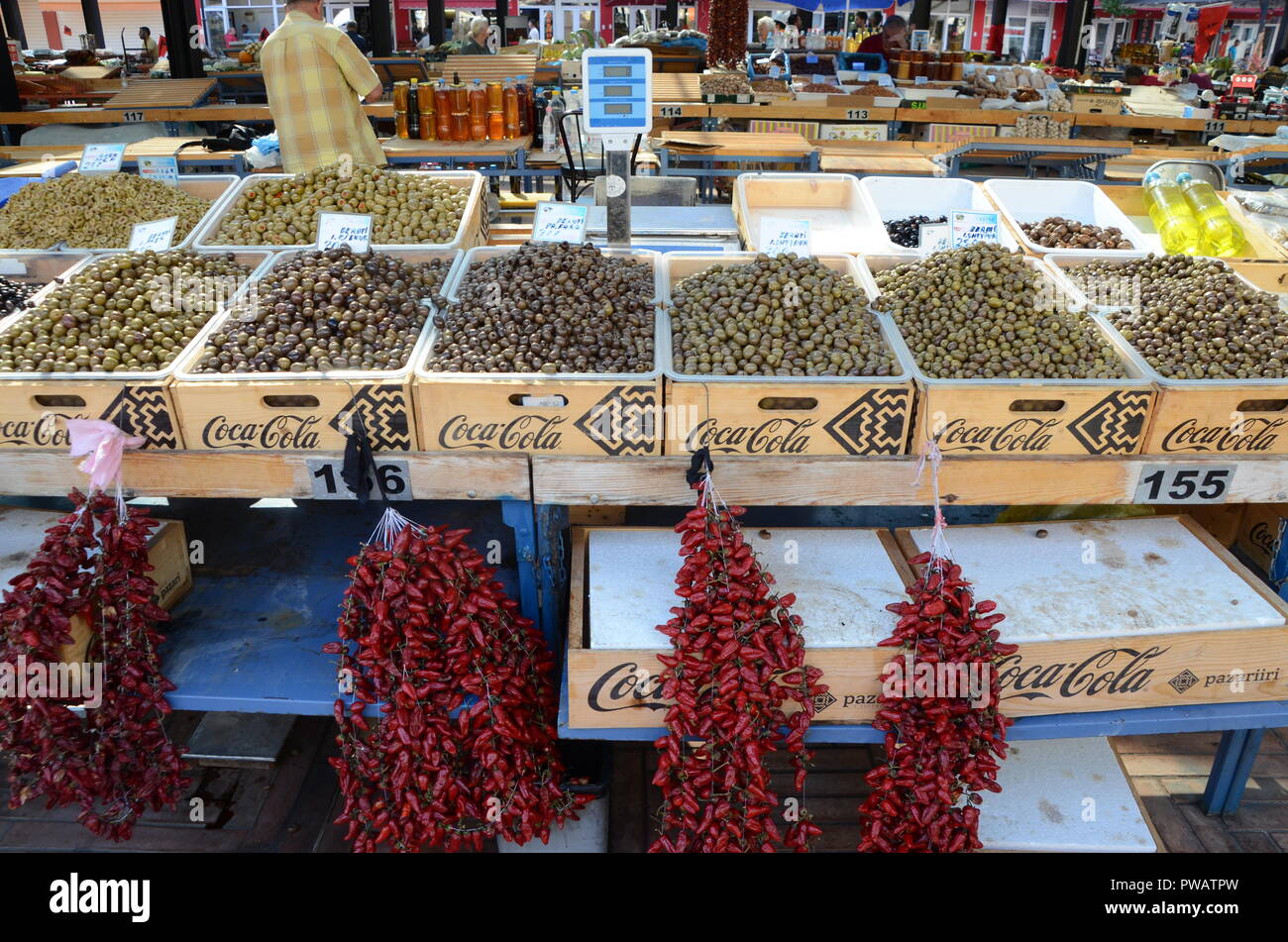 olives for sale in the pazari i ri market central tirana albania Stock ...