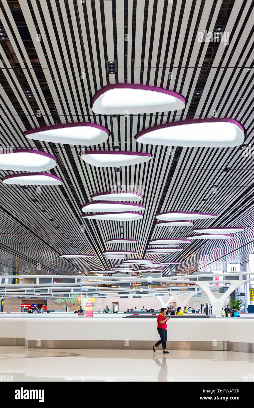 Showing the vast space and high ceiling design at Changi Airport ...