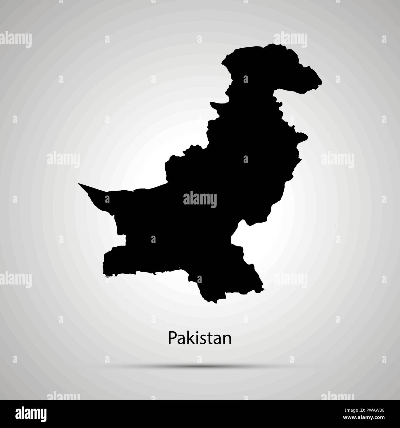 Pakistan country map, simple black silhouette Stock Vector Image & Art ...