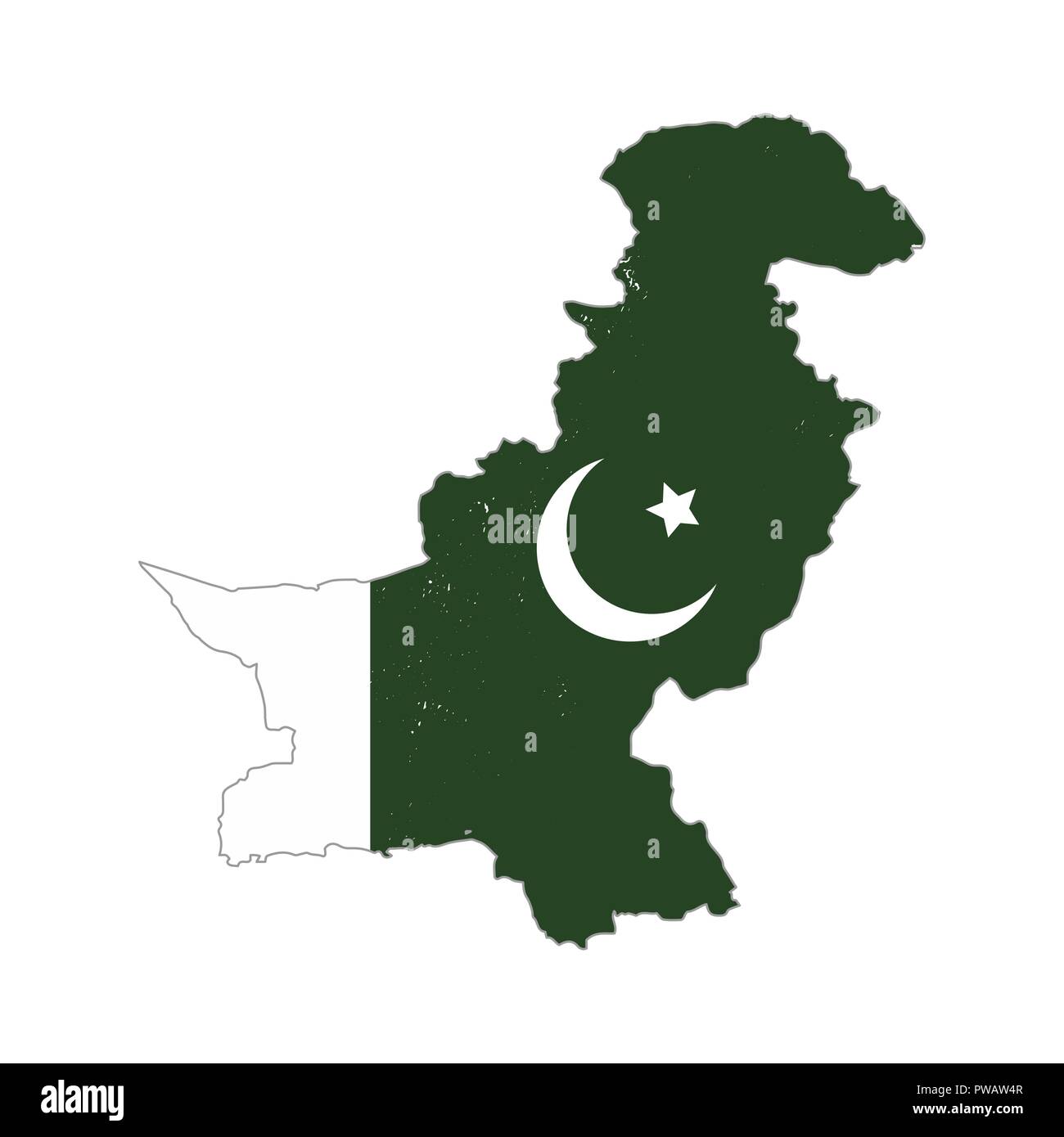 Pakistan country silhouette with flag on background on white Stock ...
