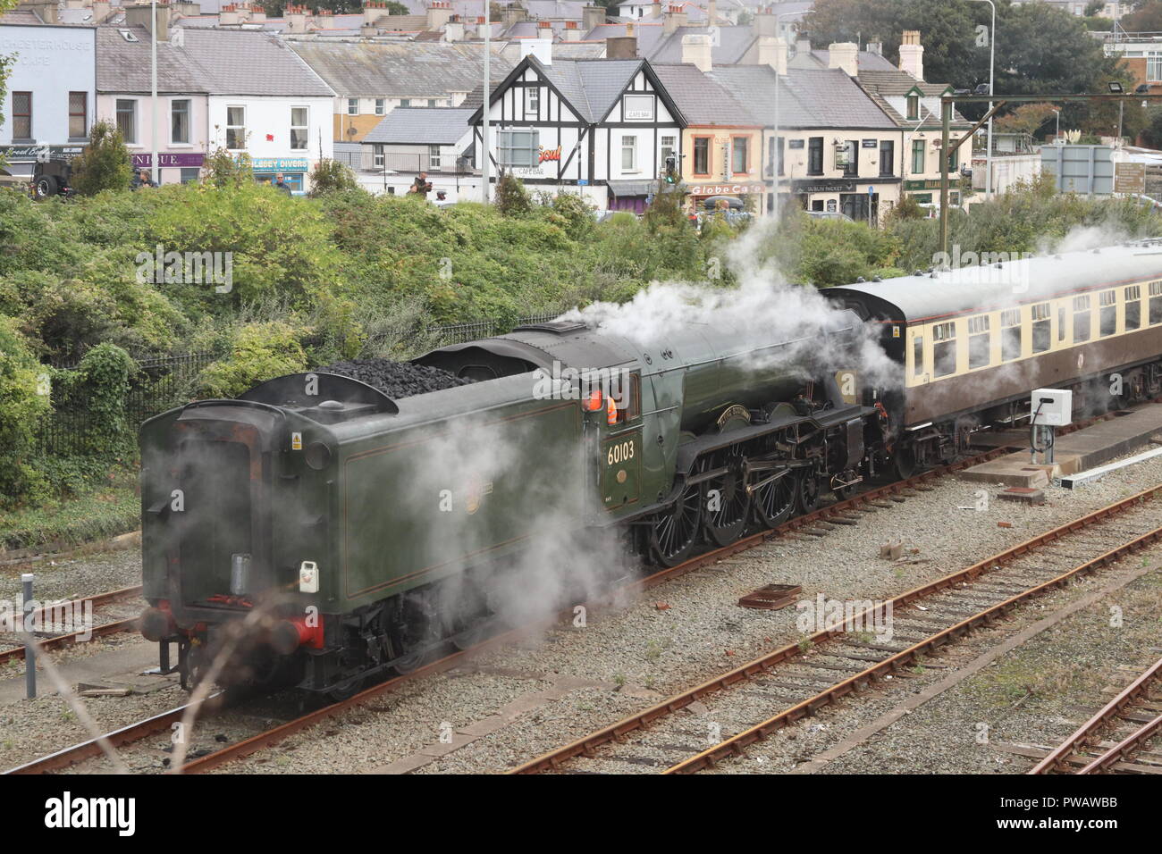 The Flying Scotsman. Holyhead Railway Station North Wales UK Stock ...