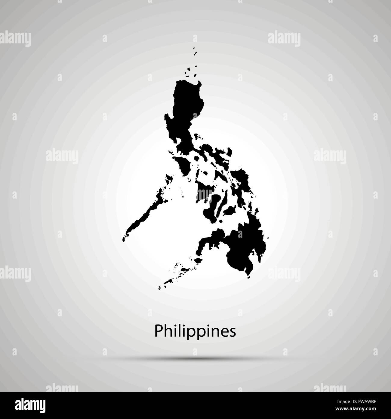 Philippines country map, simple black silhouette Stock Vector Image ...