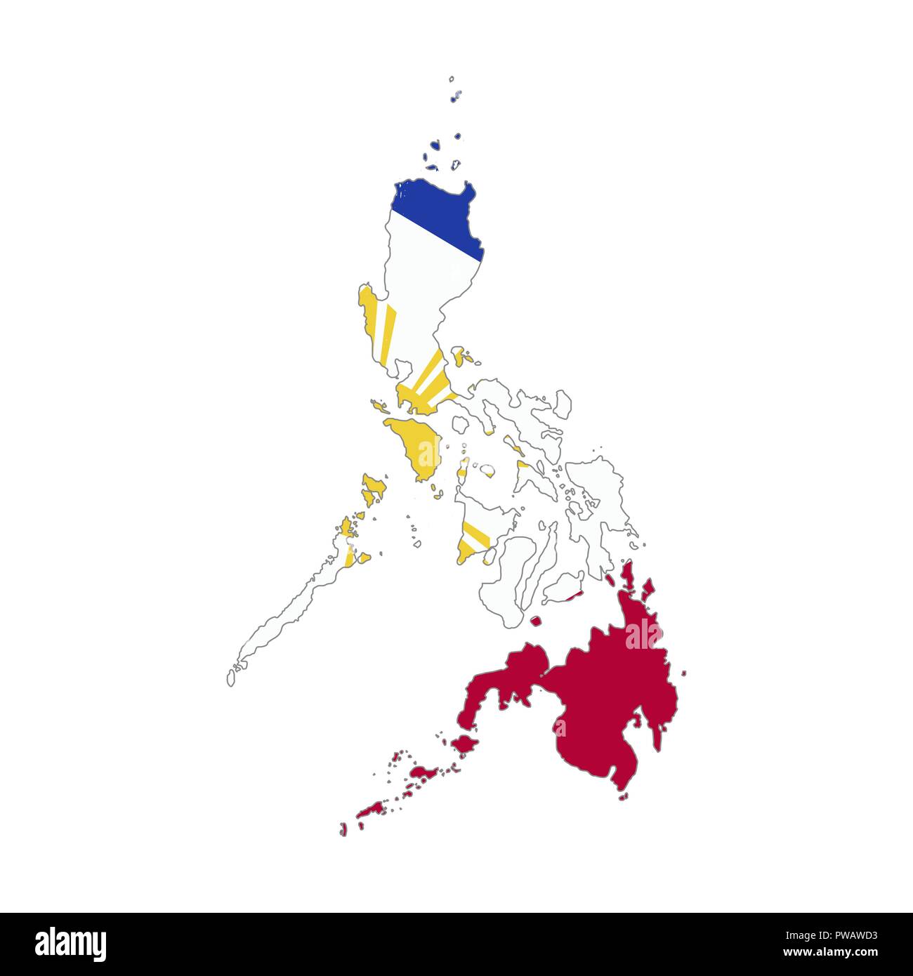 Philippines country silhouette with flag on background on white Stock ...