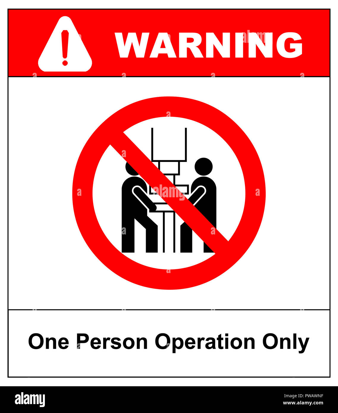 One person operation only sign. Prohibition sign or no sign icon simple ...